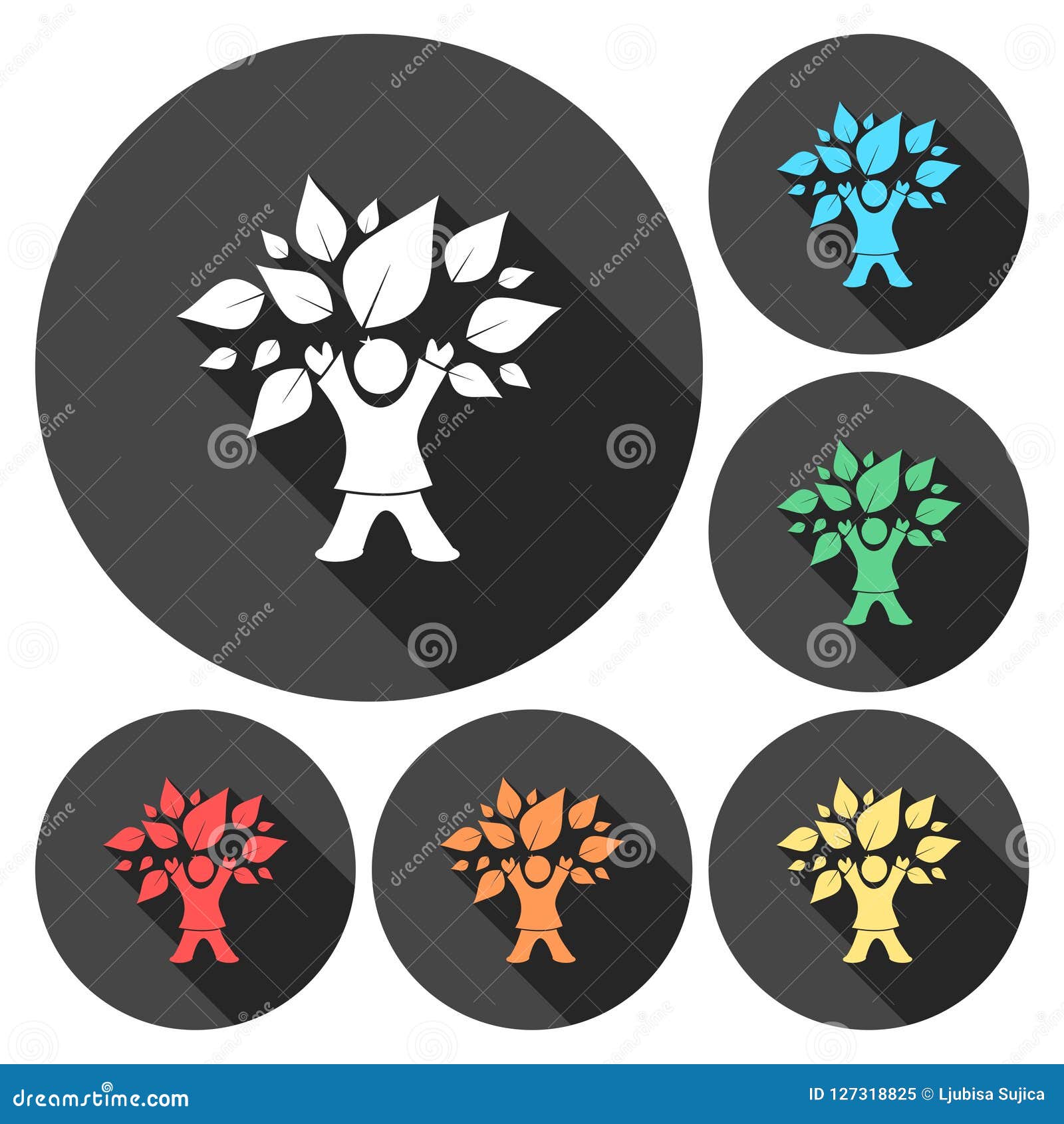 Child Tree icon set stock vector. Illustration of charity - 127318825