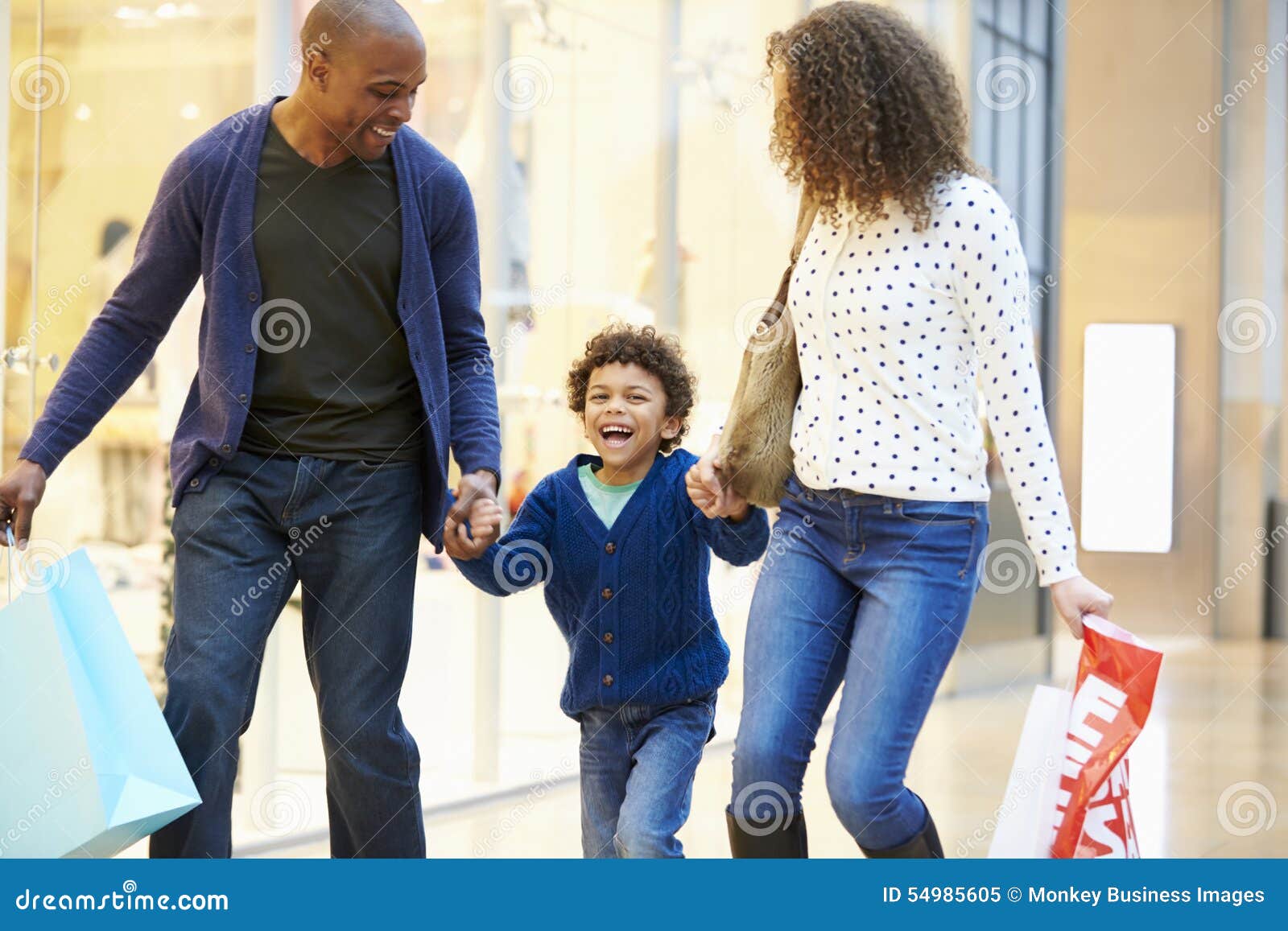 Child on Trip To Shopping Mall with Parents Stock Image - Image of ...