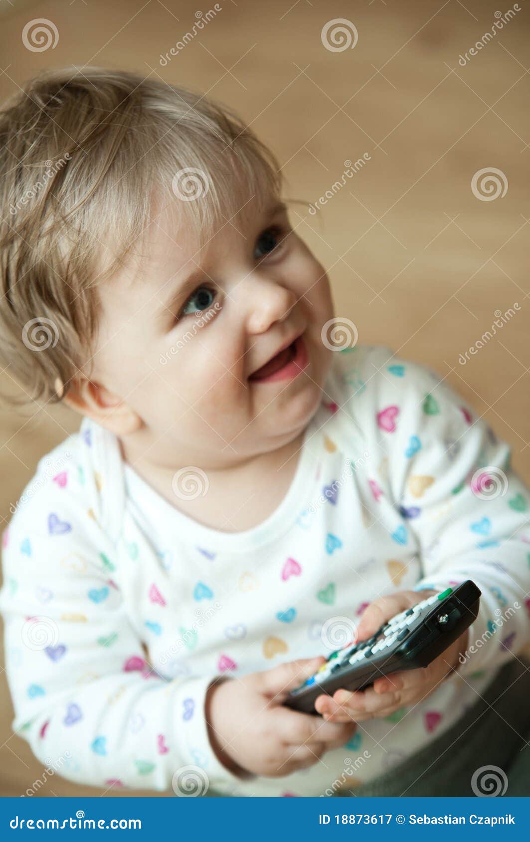 Child with Tv Remote Control Stock Image - Image of cheeky, girl: 18873617