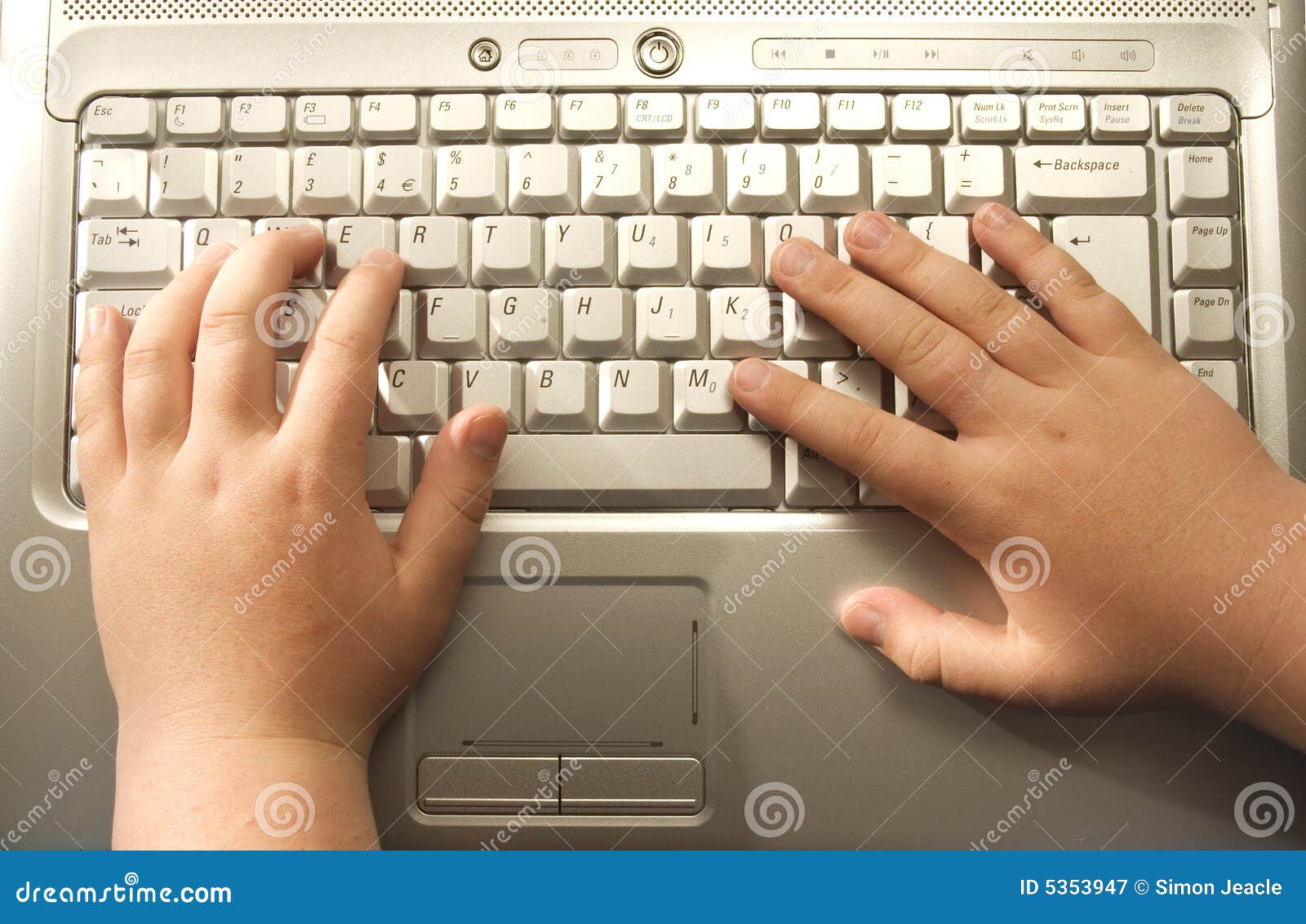 Child Typing stock image. Image of commuication, silver - 5353947