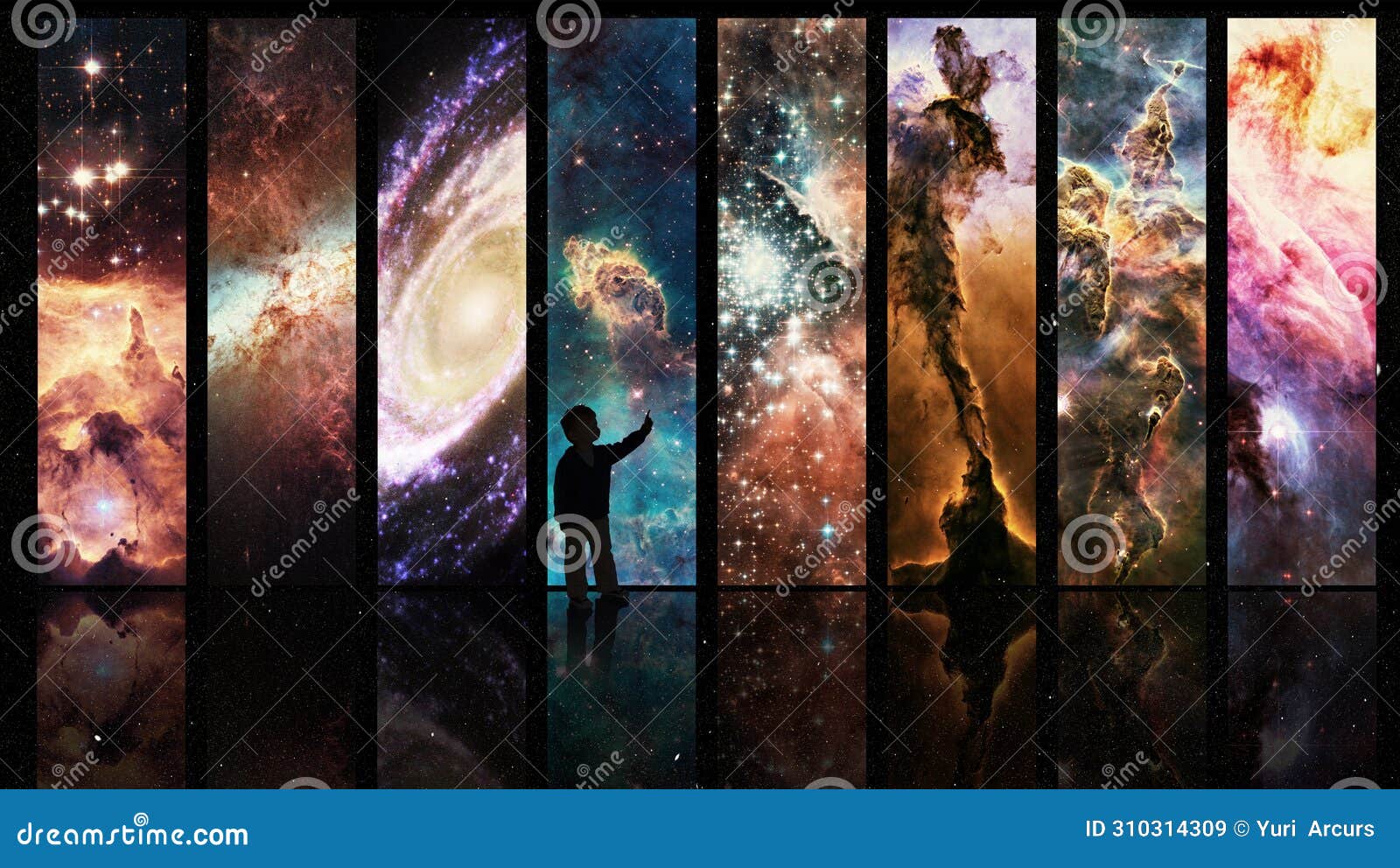 Child, Universe and Education in Galaxy Museum or Exhibition with ...