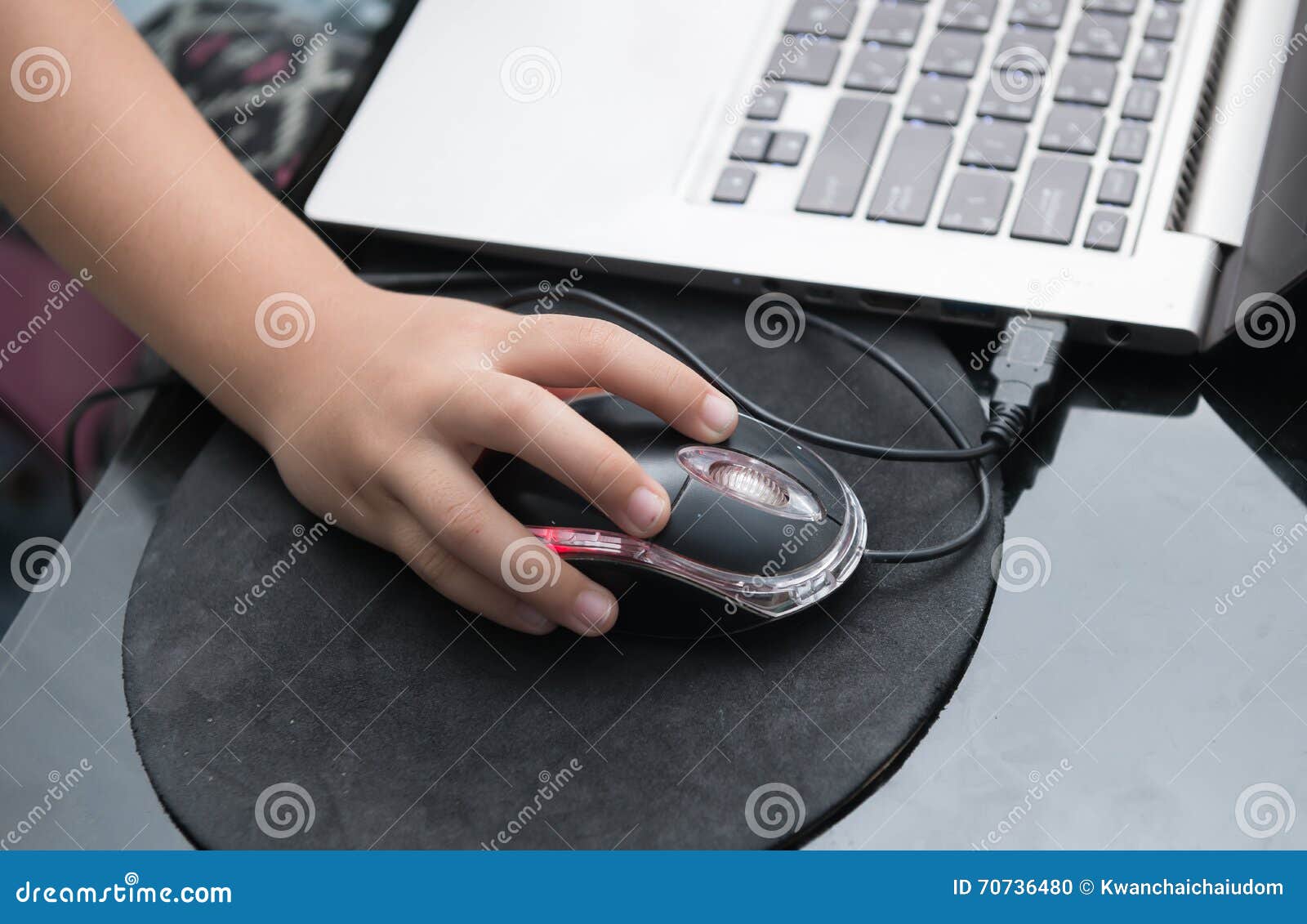 Child is Using a Computer Mouse Stock Photo - Image of child, finger ...