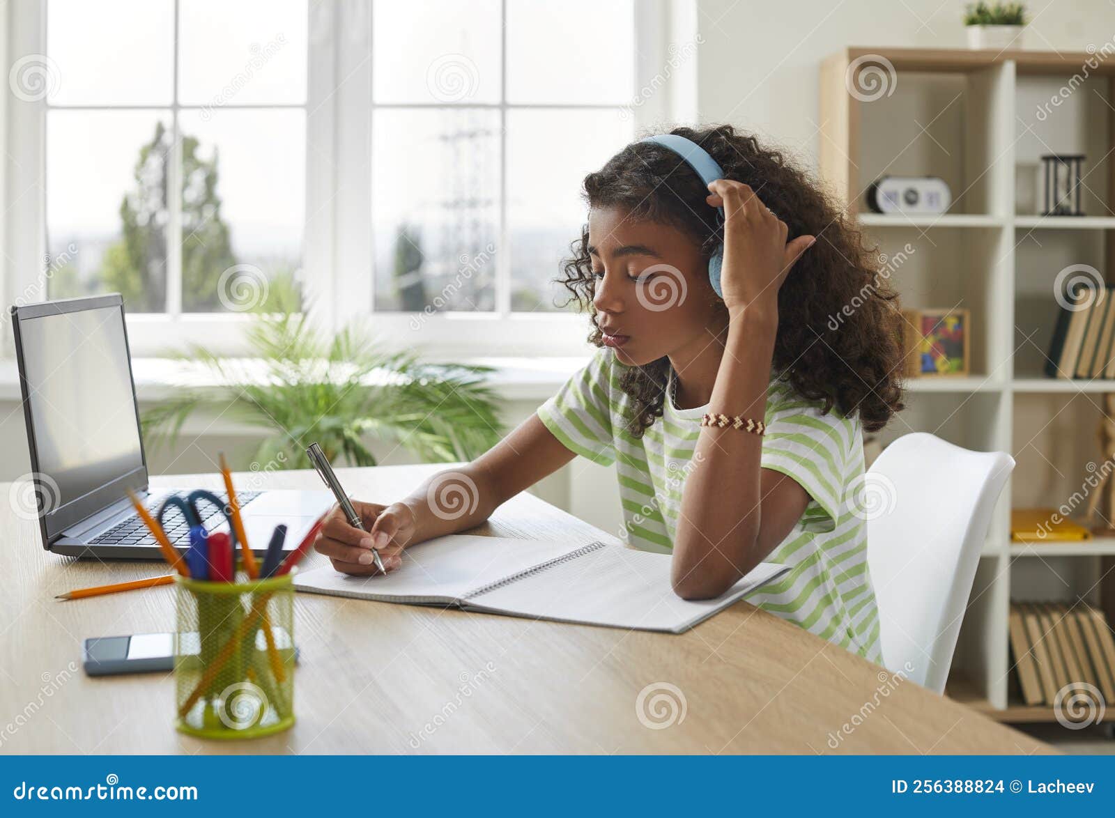Student Girl Using Laptop Computer for Online Studying and Doing School ...