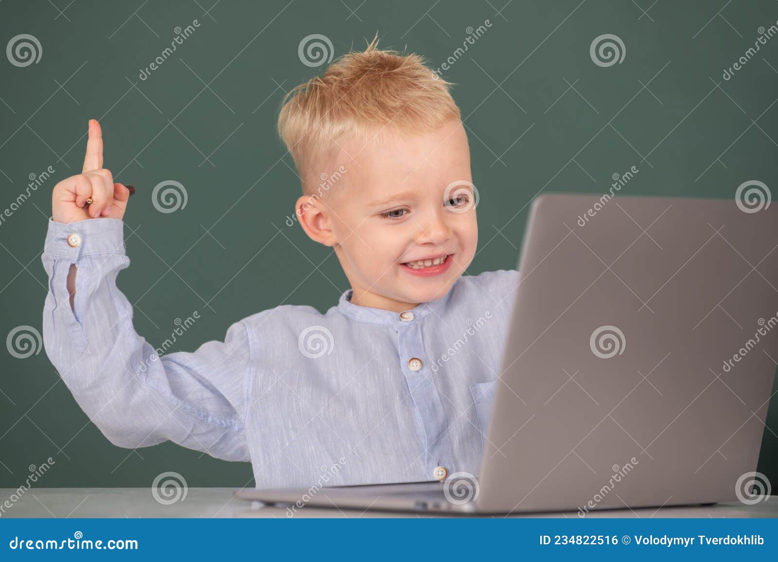 Amazed Child Using Gadgets To Study. Computer Education for Kids ...