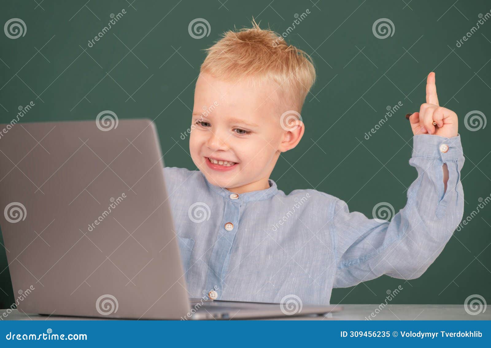 Amazed Child Using Gadgets To Study. Computer Education for Kids ...