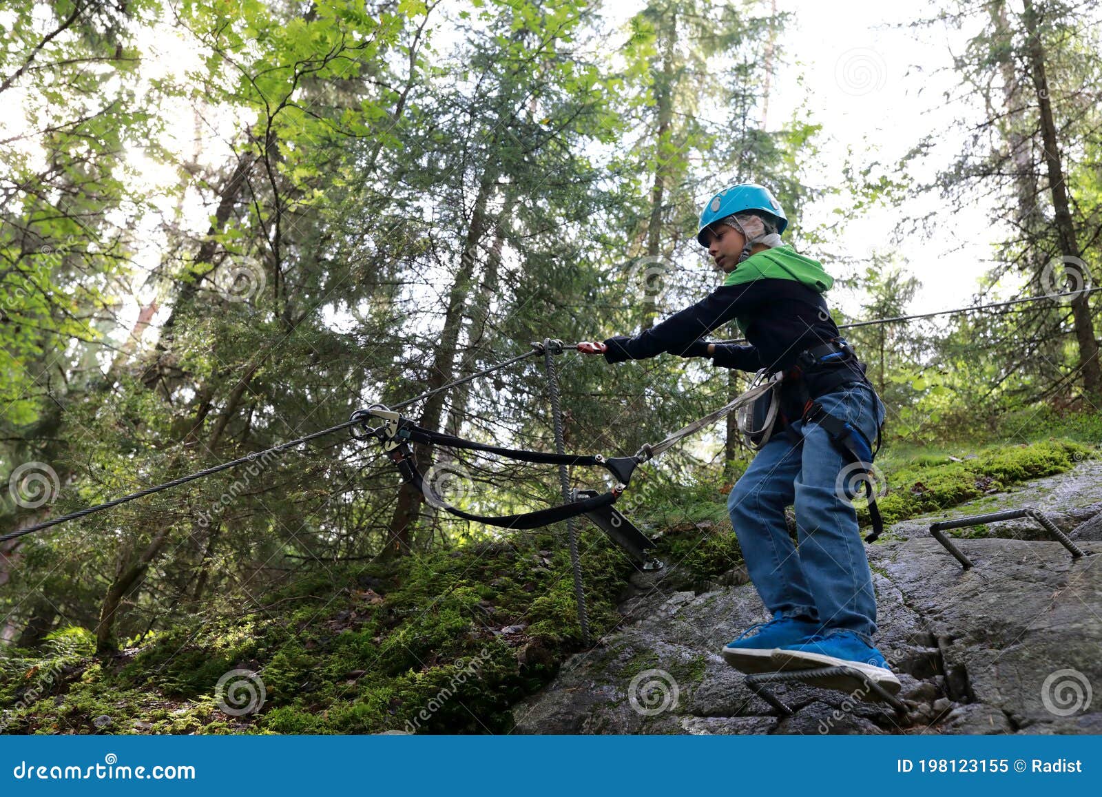 Child Using Safety Climbing Equipment Stock Image - Image of challenge ...