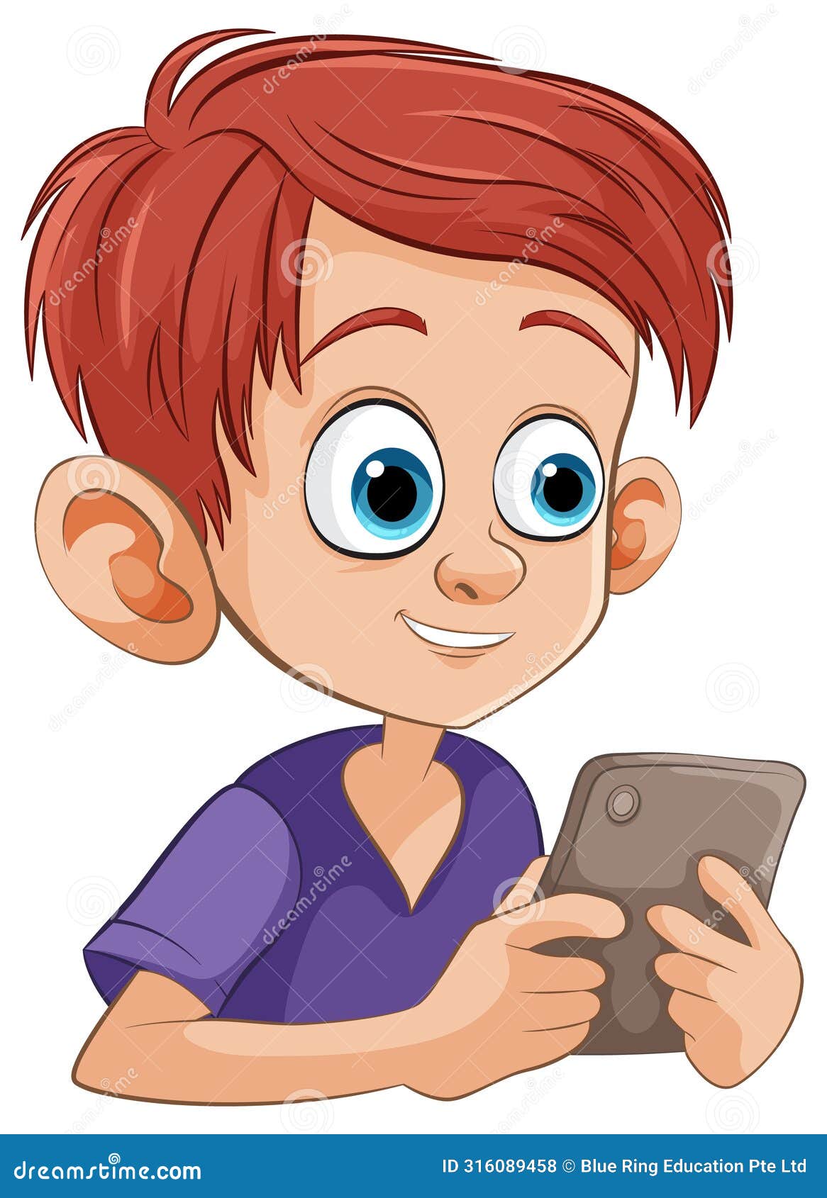 A Child Using a Tablet with Interest Stock Vector - Illustration of ...