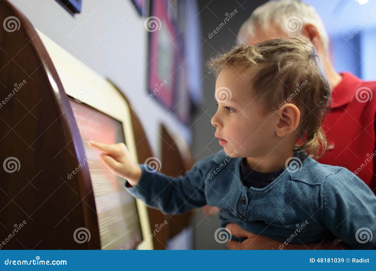 Child using touch screen stock image. Image of business - 48181039