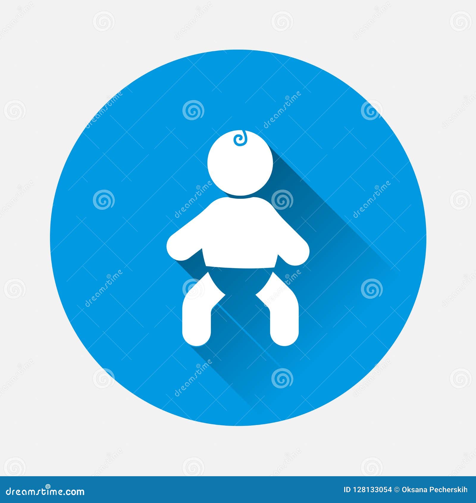 Child Vector Icon on Blue Background. Flat Image Symbol of a Small Man ...