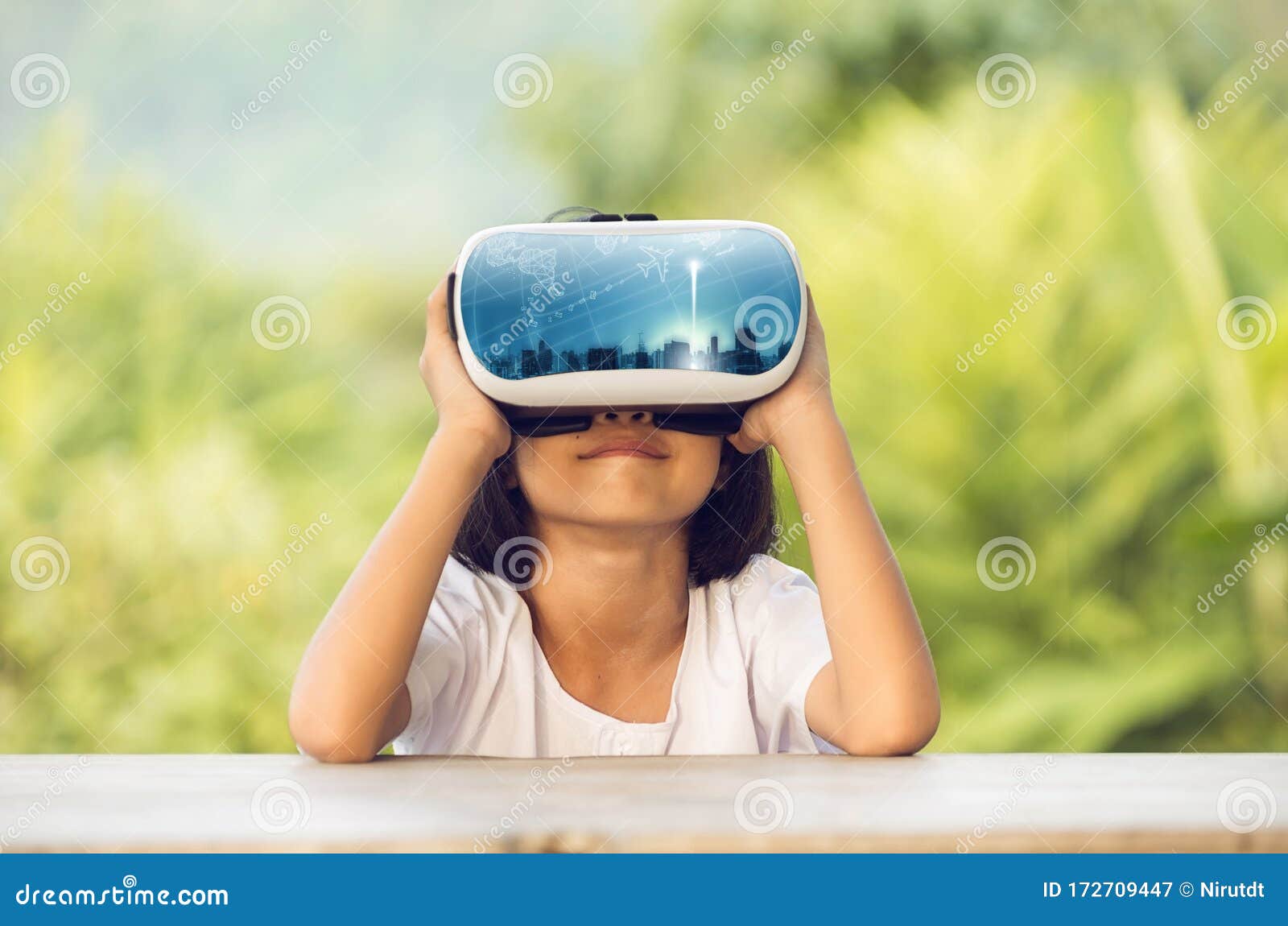 Child with Virtual Reality Goggles Stock Image - Image of person ...