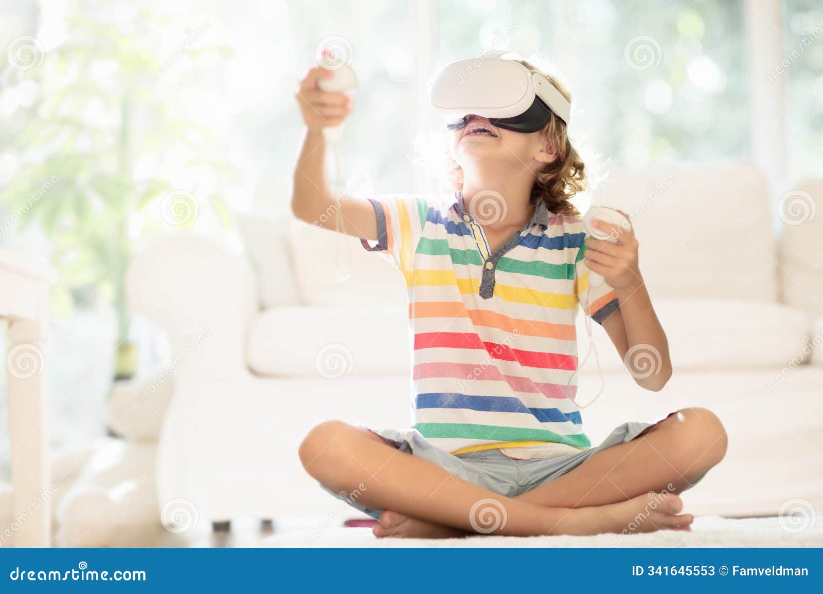 Child in Virtual Reality Goggles. VR Set for Kids Stock Image - Image ...