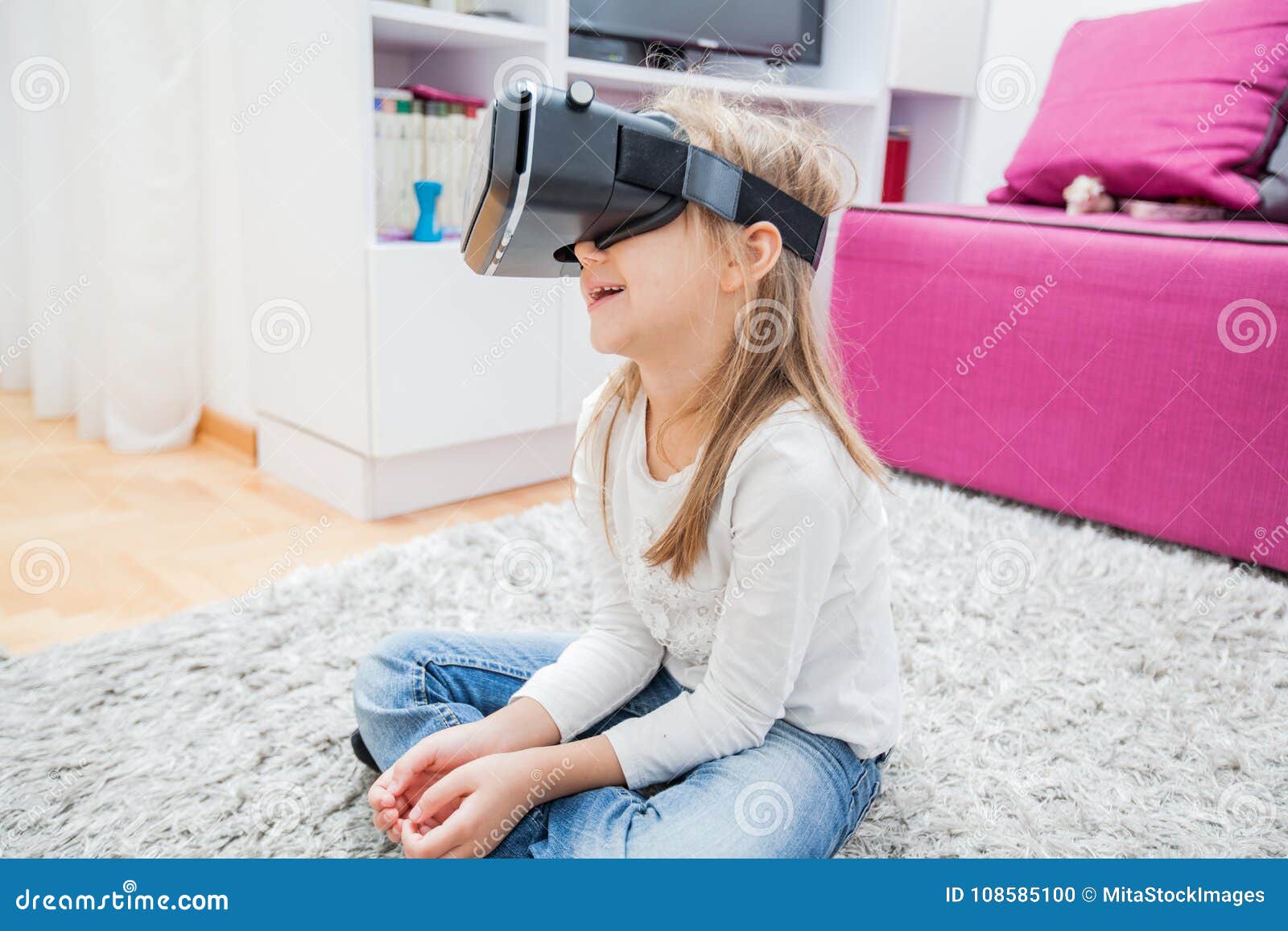 Child with Virtual Reality Headset Stock Photo - Image of headset, girl ...