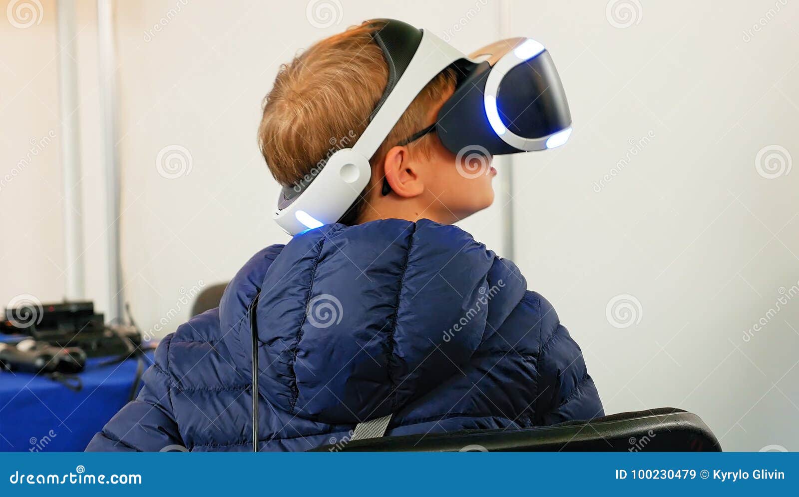 Child in VR Headset Playing Digital Virtual Game Stock Image - Image of ...