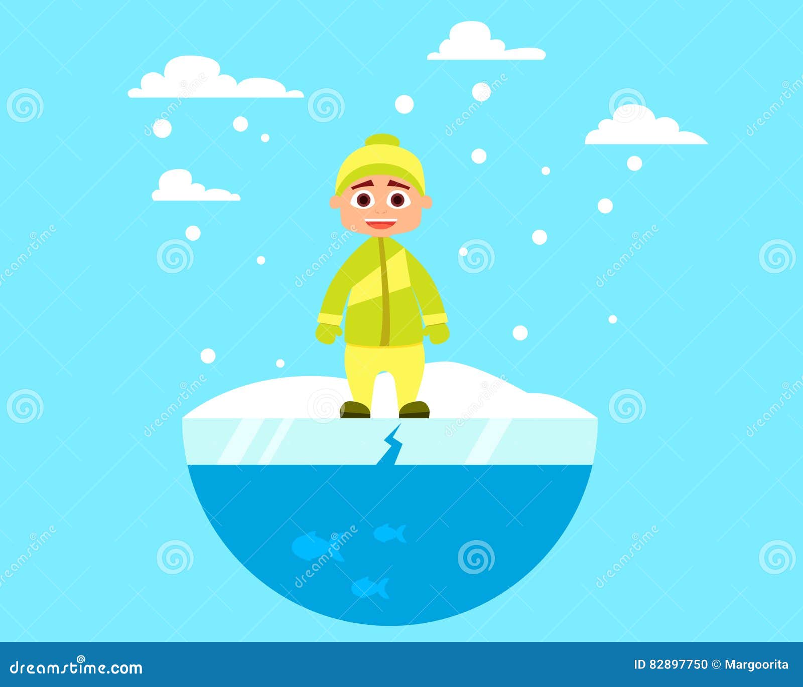 Child walking on ice stock vector. Illustration of flat - 82897750