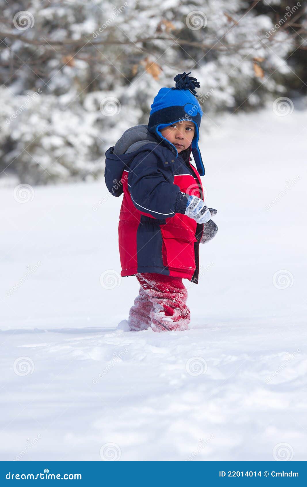 Child walking on snow stock photo. Image of branch, back - 22014014