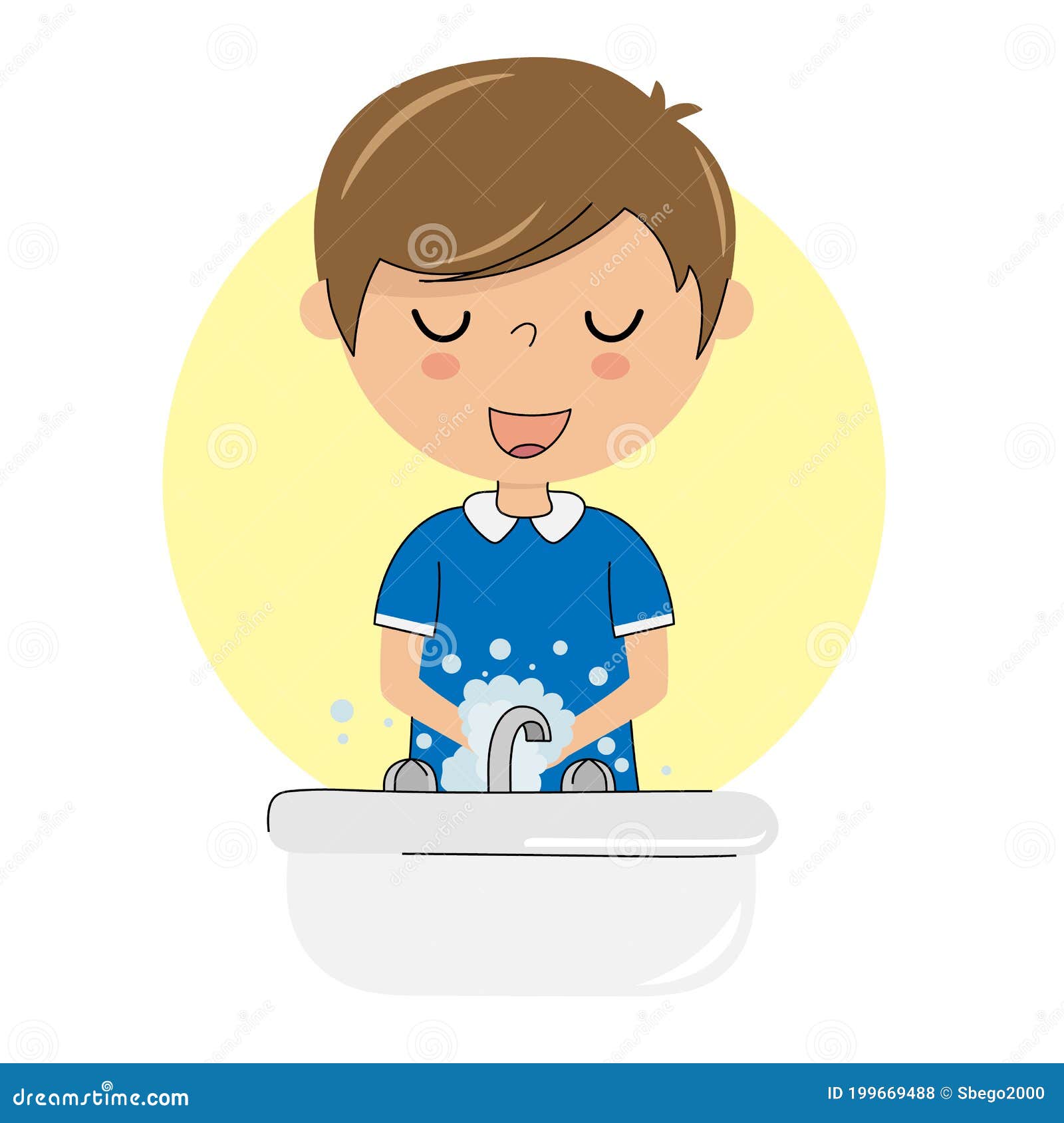 Washing Hands With Soap Cartoon