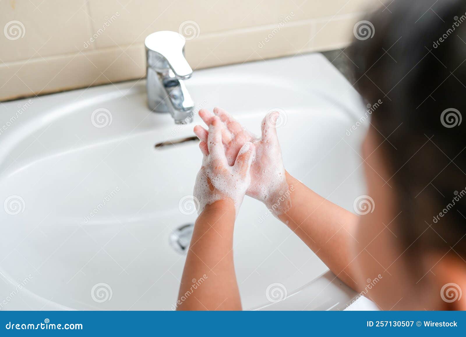 Child Washing the Hands with Soap Stock Image - Image of sink, care ...