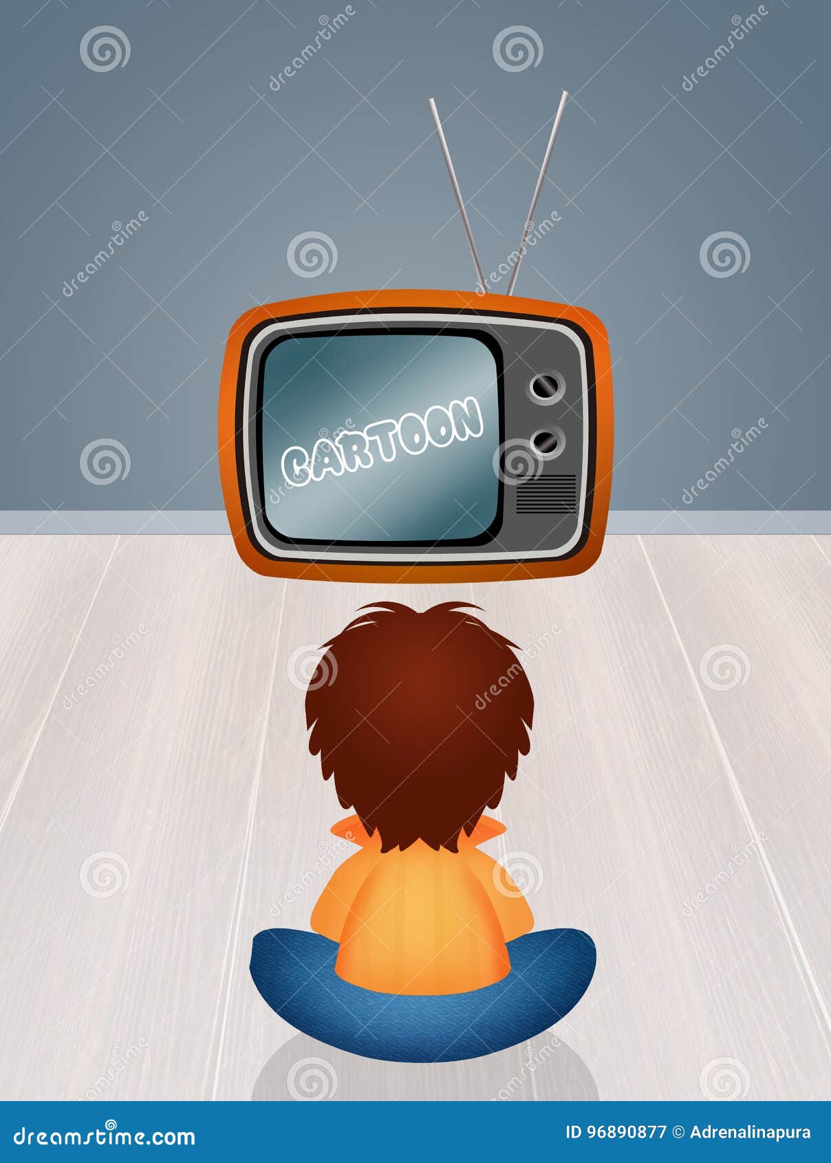 Child watch cartoon stock illustration. Illustration of entertainment ...
