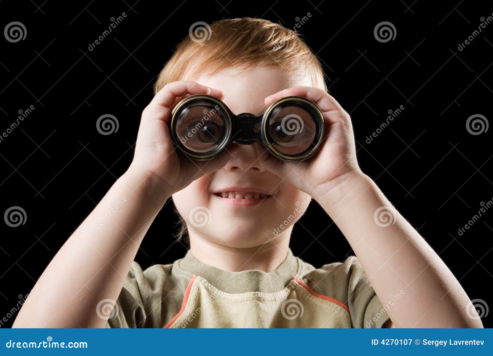 The Child Watching with Binoculars. Stock Image - Image of sight ...