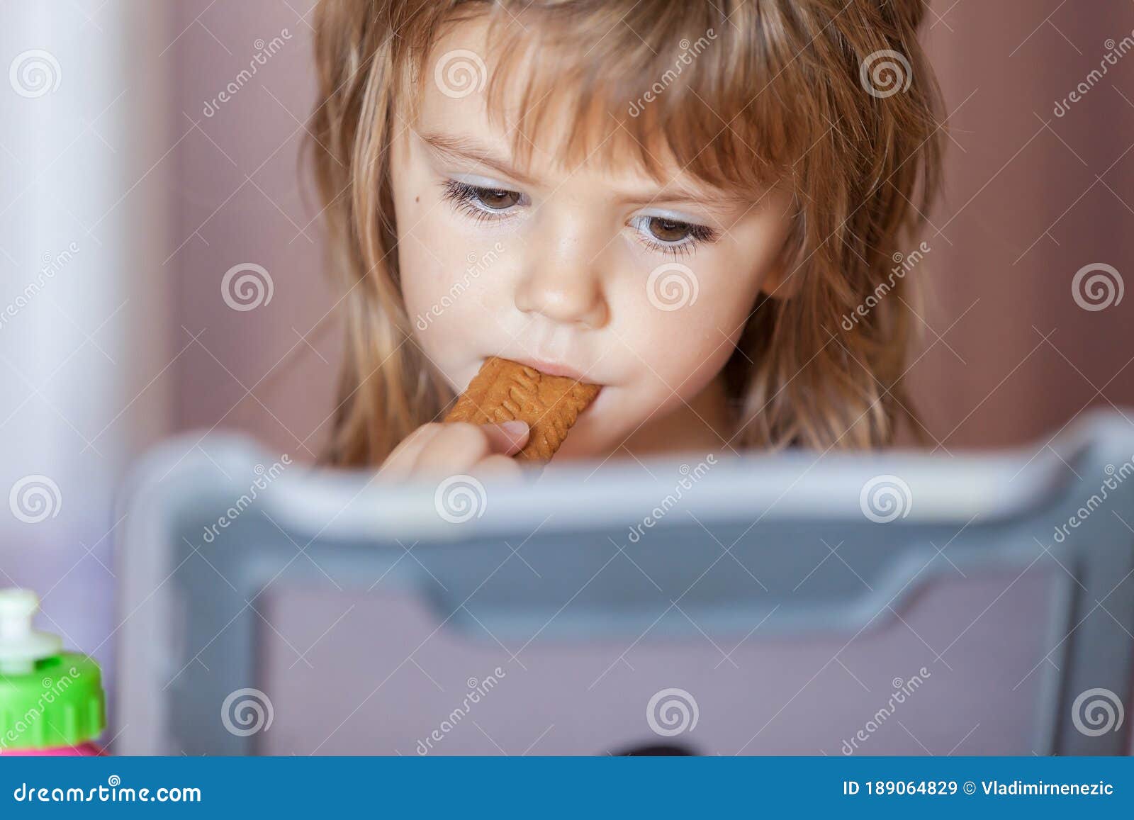 Child watching cartoon stock image. Image of education - 189064829