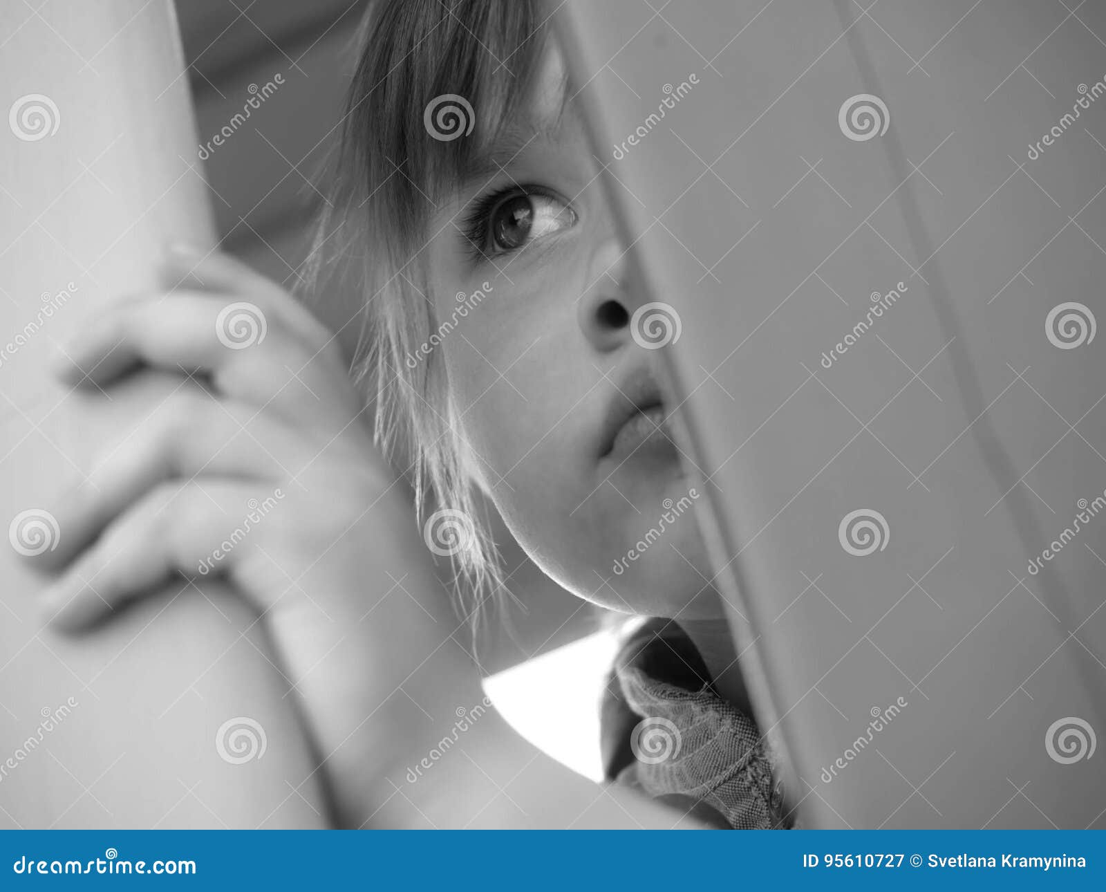 Child is Watching Over the Fence Stock Image - Image of hair, fence ...