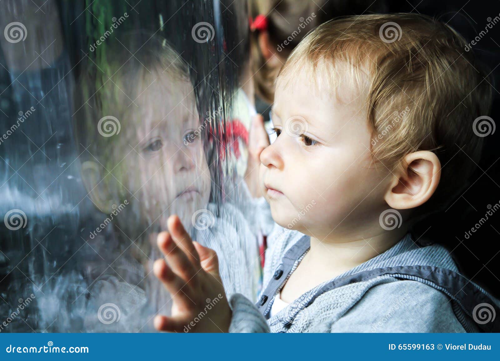 Child Watching the Rain on Window Stock Image - Image of reflecting ...