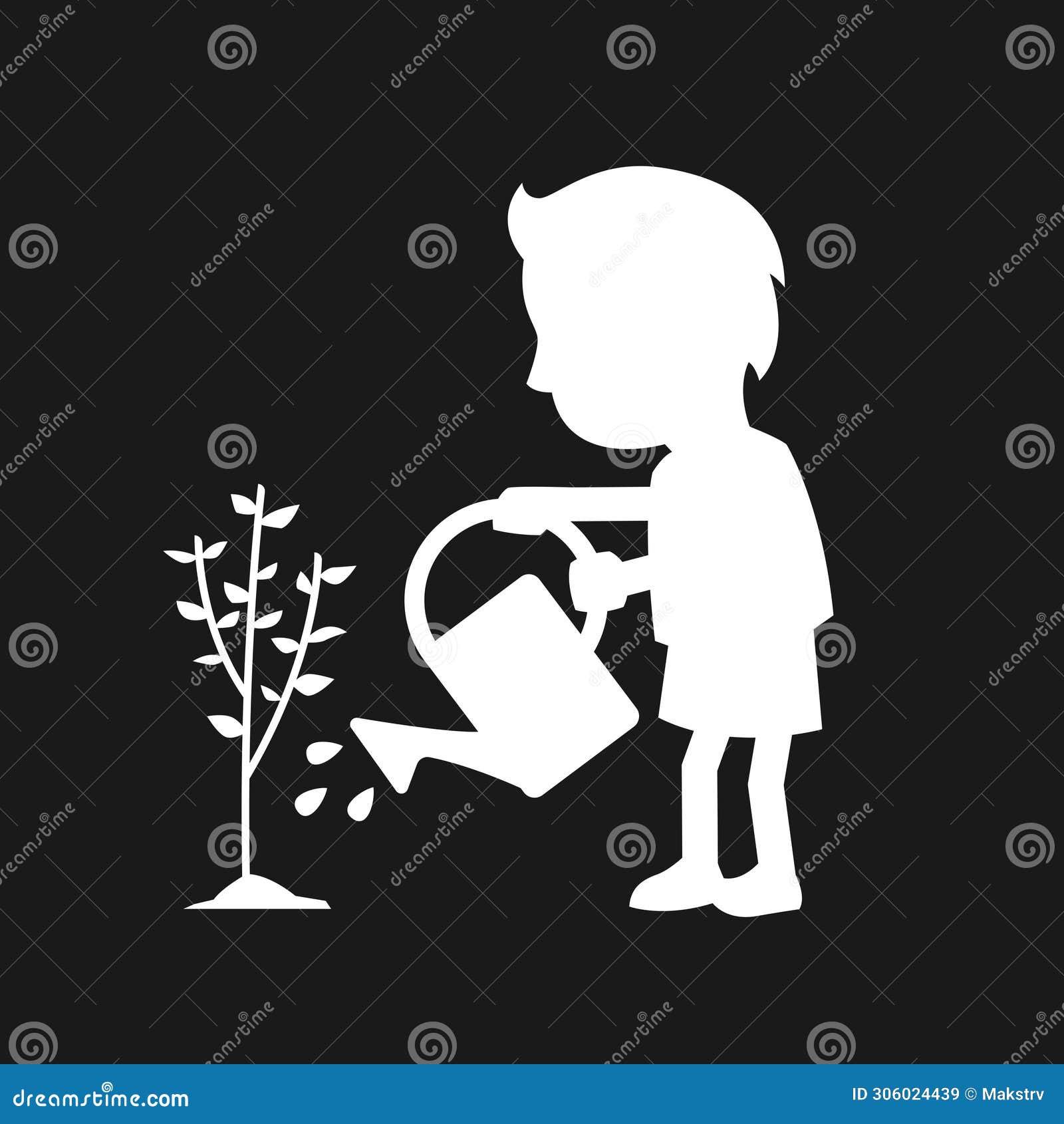 Man Watering Tree Vector Illustration. | CartoonDealer.com #97971317