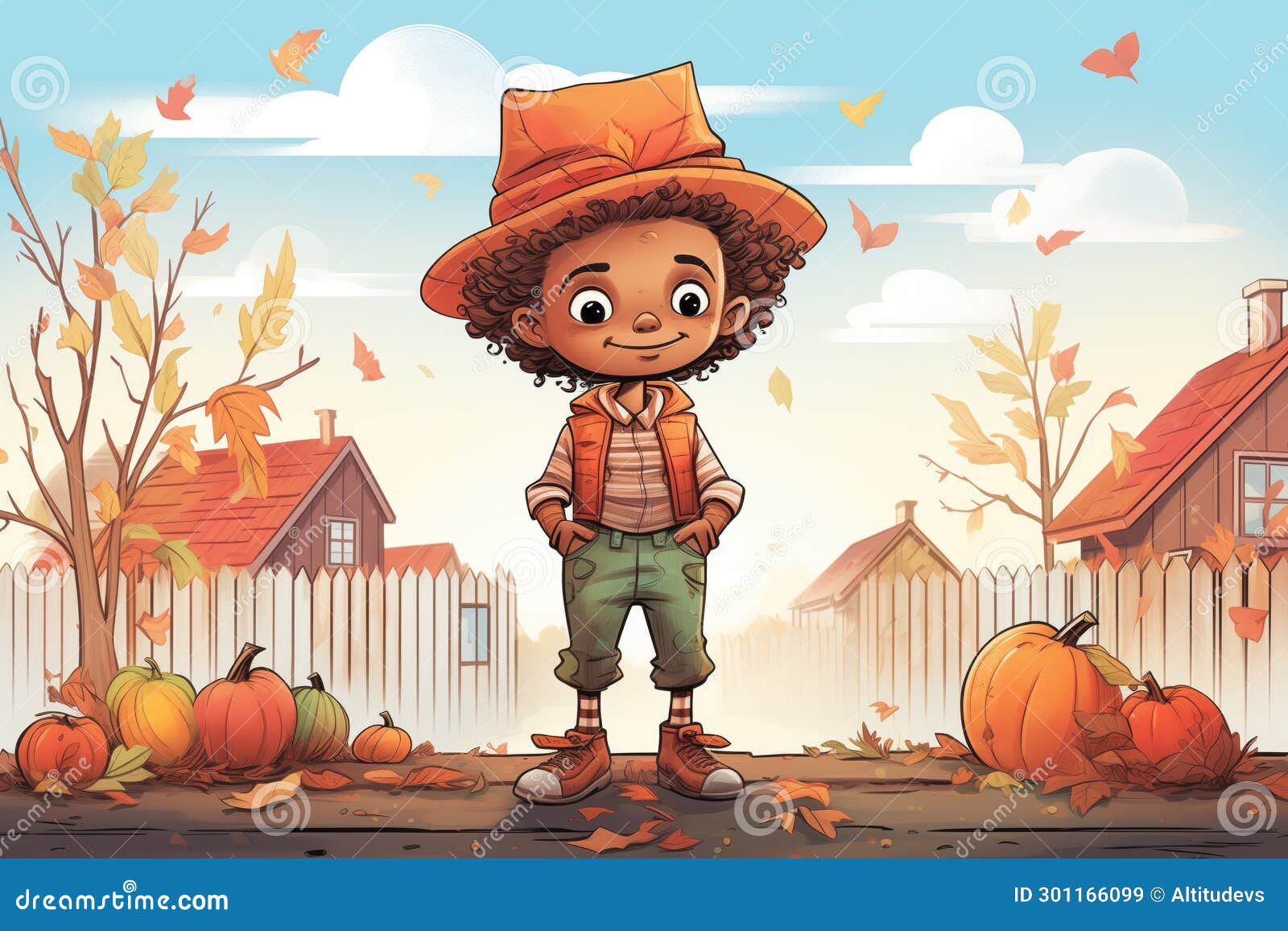Child Wearing a Scarecrow Costume in a Backyard Stock Image - Image of ...