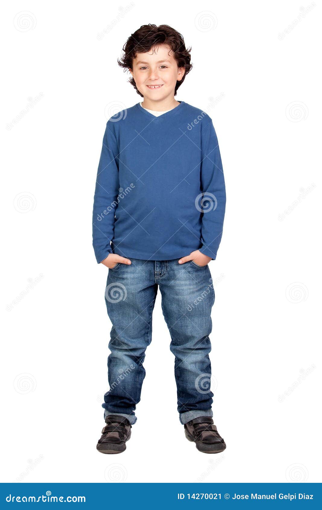 Child whit blue shirt stock image. Image of emotion, front - 14270021