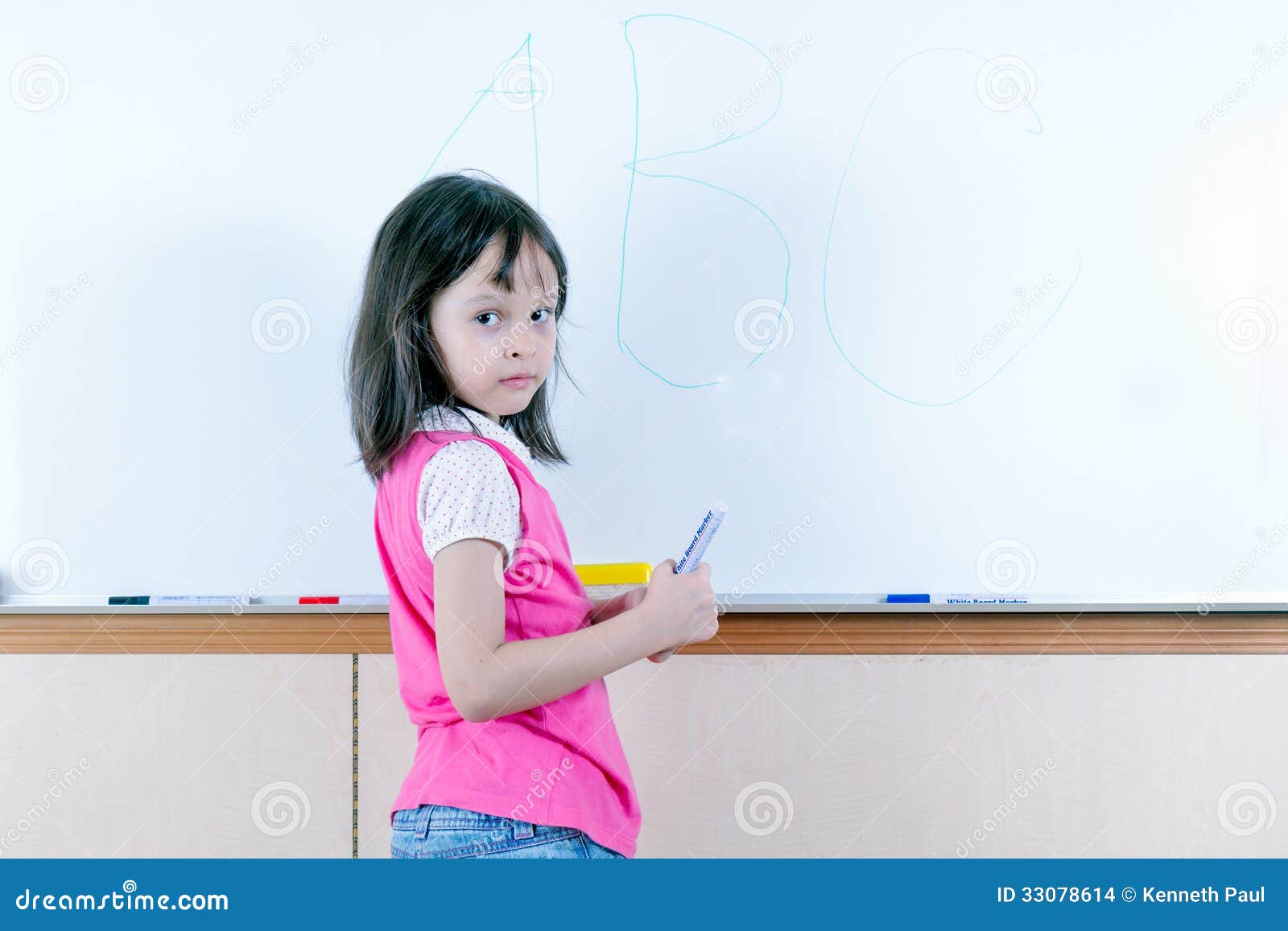 Child at whiteboard stock photo. Image of casual, classroom - 33078614