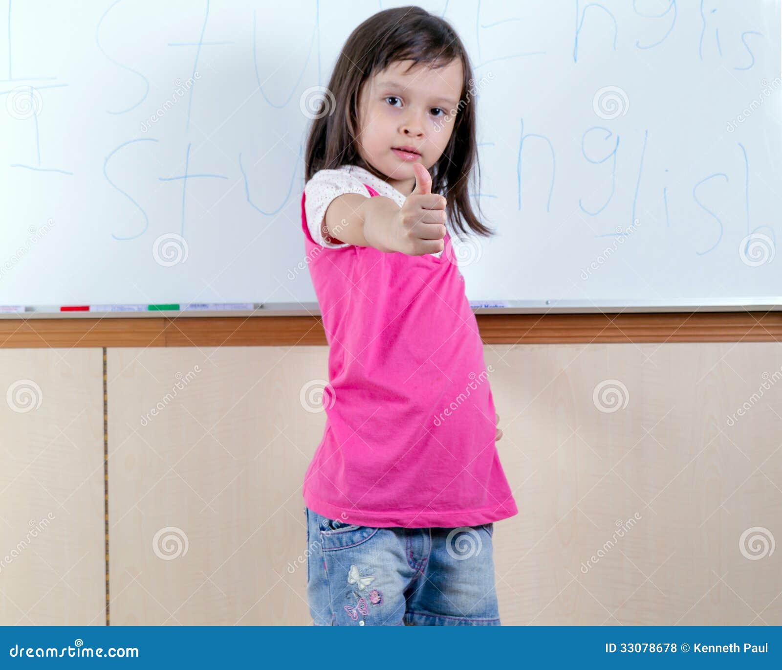 Child at whiteboard stock photo. Image of classroom, pointing - 33078678