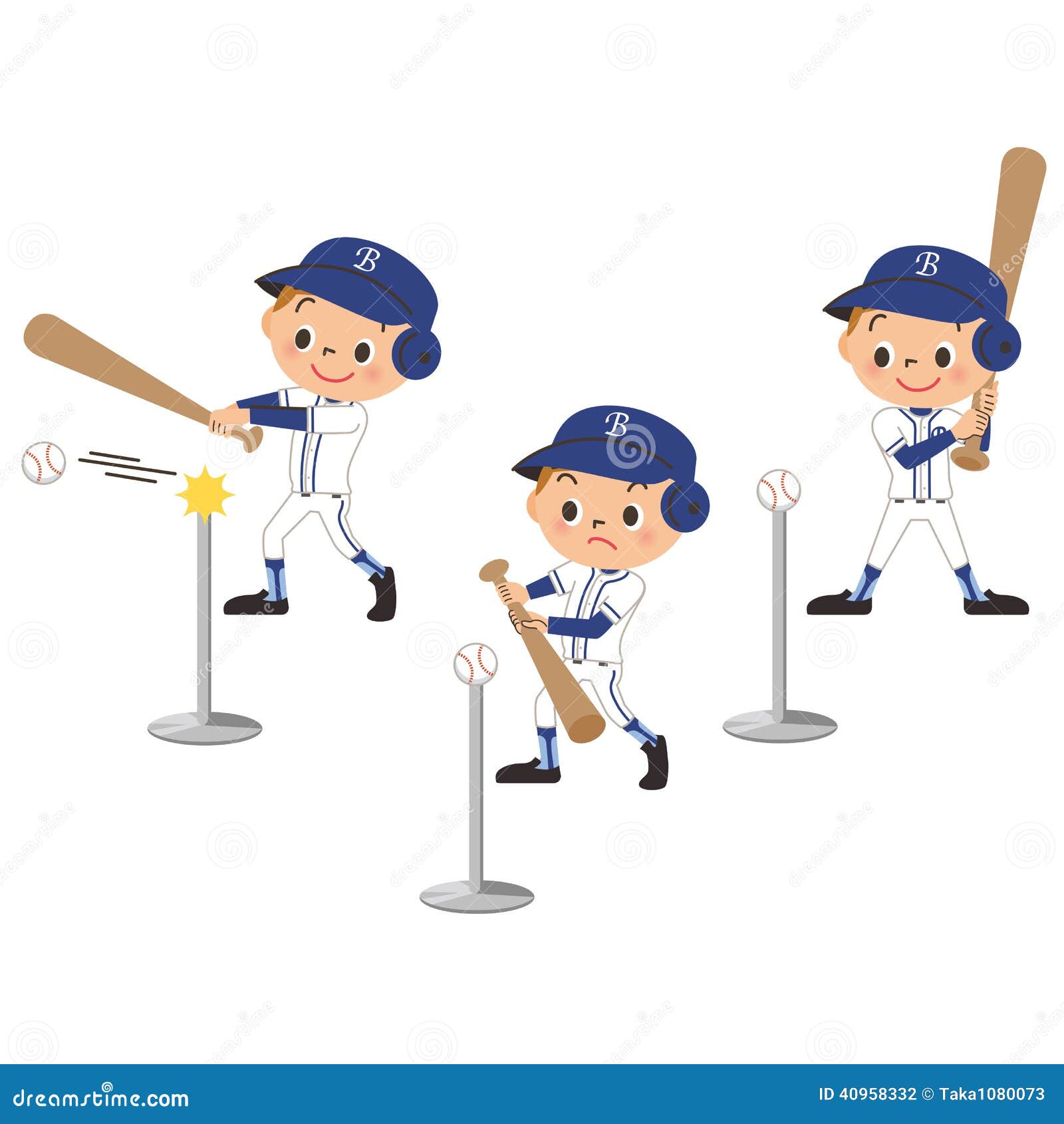 The Child Who Practices the Batting Stock Vector - Illustration of ...