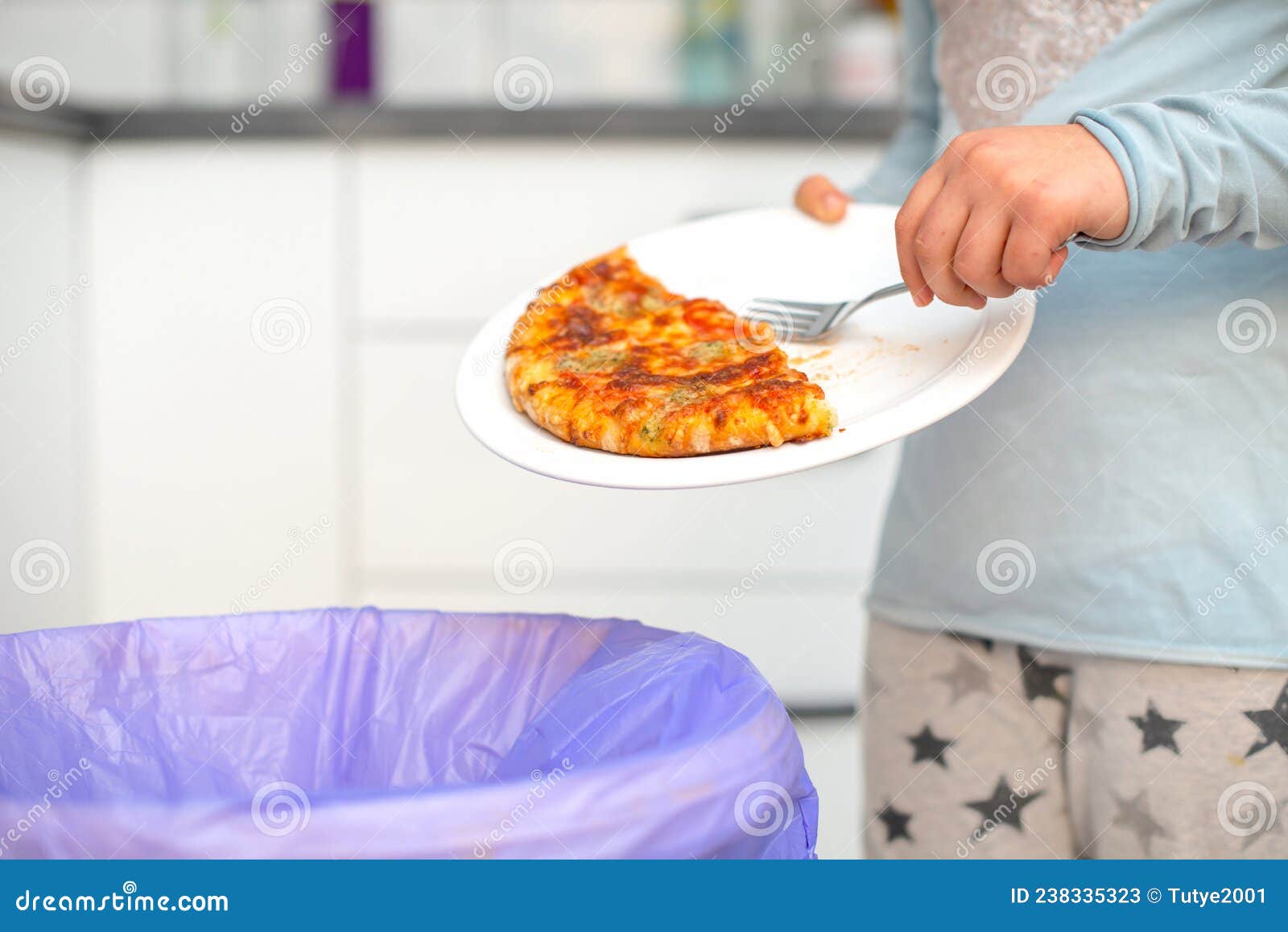 Child Who Throws Food in the Trash at Home Stock Image - Image of trash ...