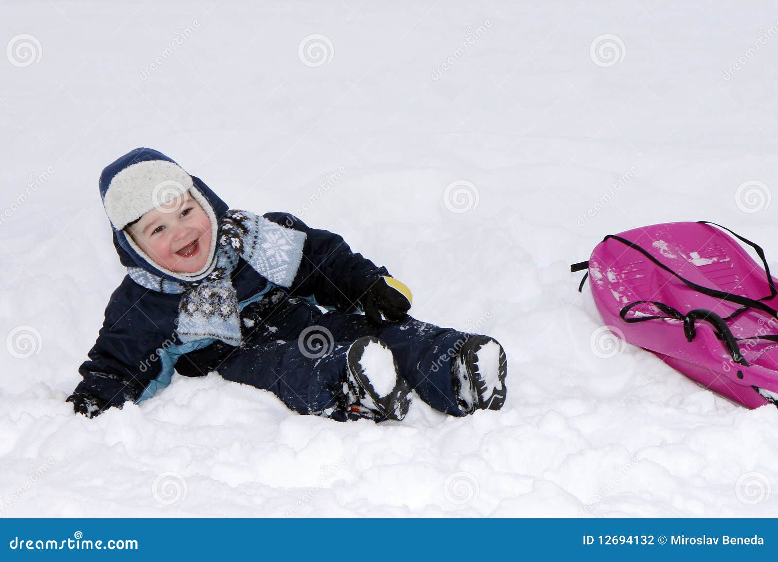 Child in winter stock photo. Image of bobsleigh, cute - 12694132