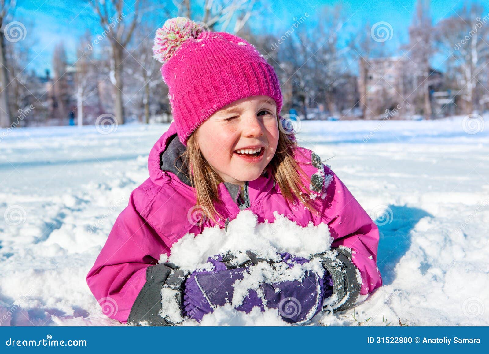 Child in winter clothes stock photo. Image of smile, pink - 31522800