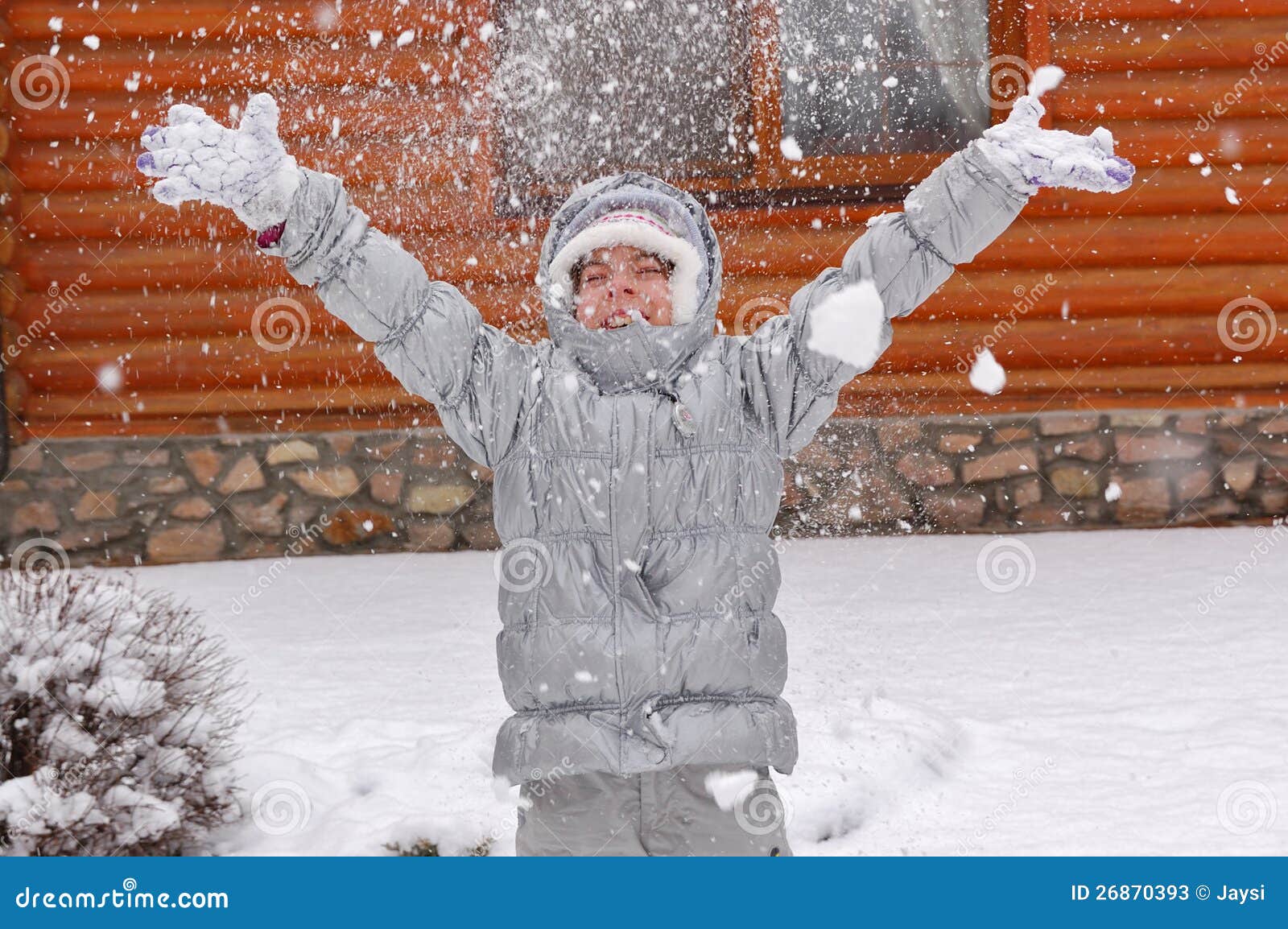 Child winter fun with snow stock image. Image of activity - 26870393
