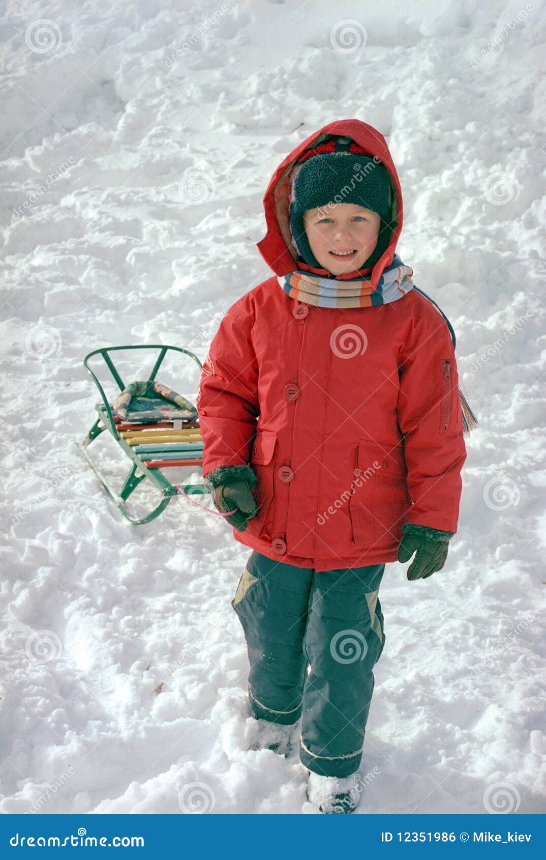 Child on winter snow stock photo. Image of little, frost - 12351986