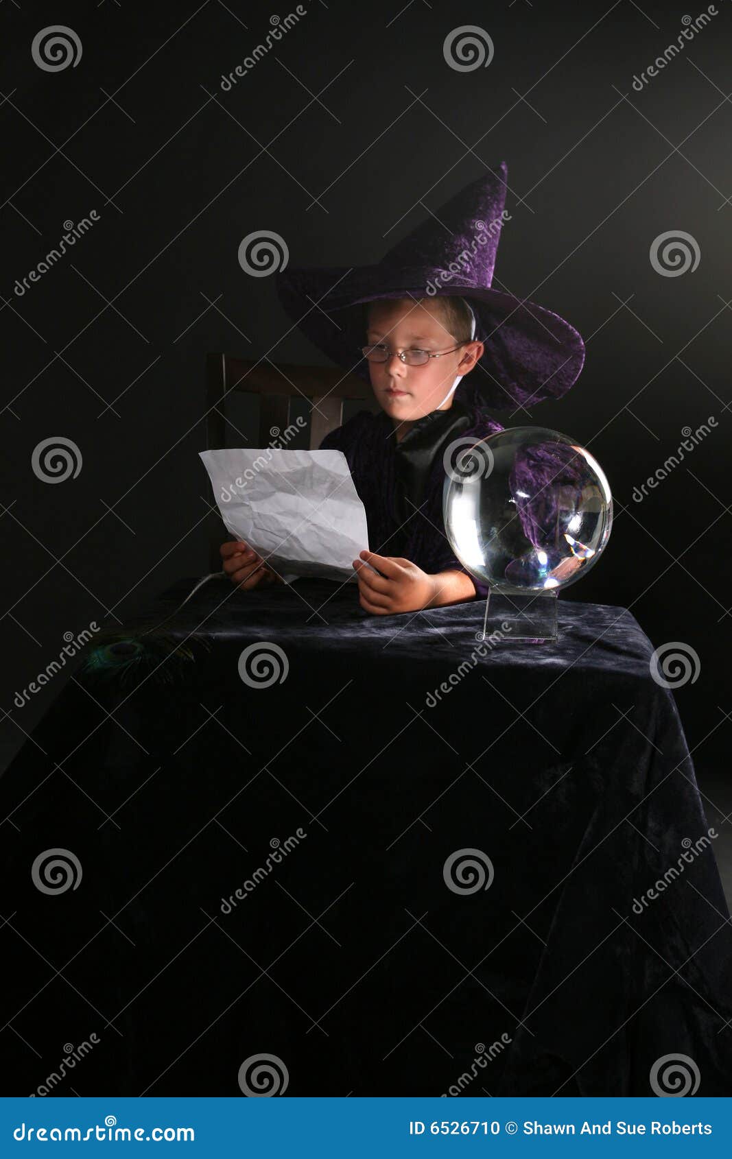 Child in Wizard Costume Consulting His Spell Stock Photo - Image of ...