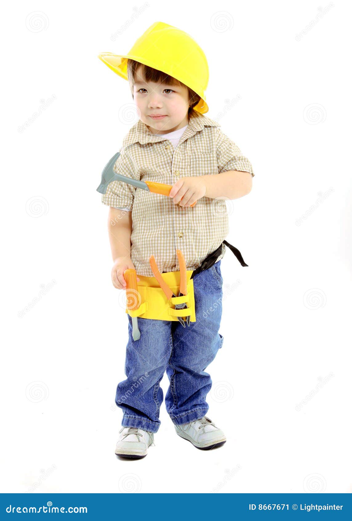 Child working stock image. Image of helmet, white, construction - 8667671