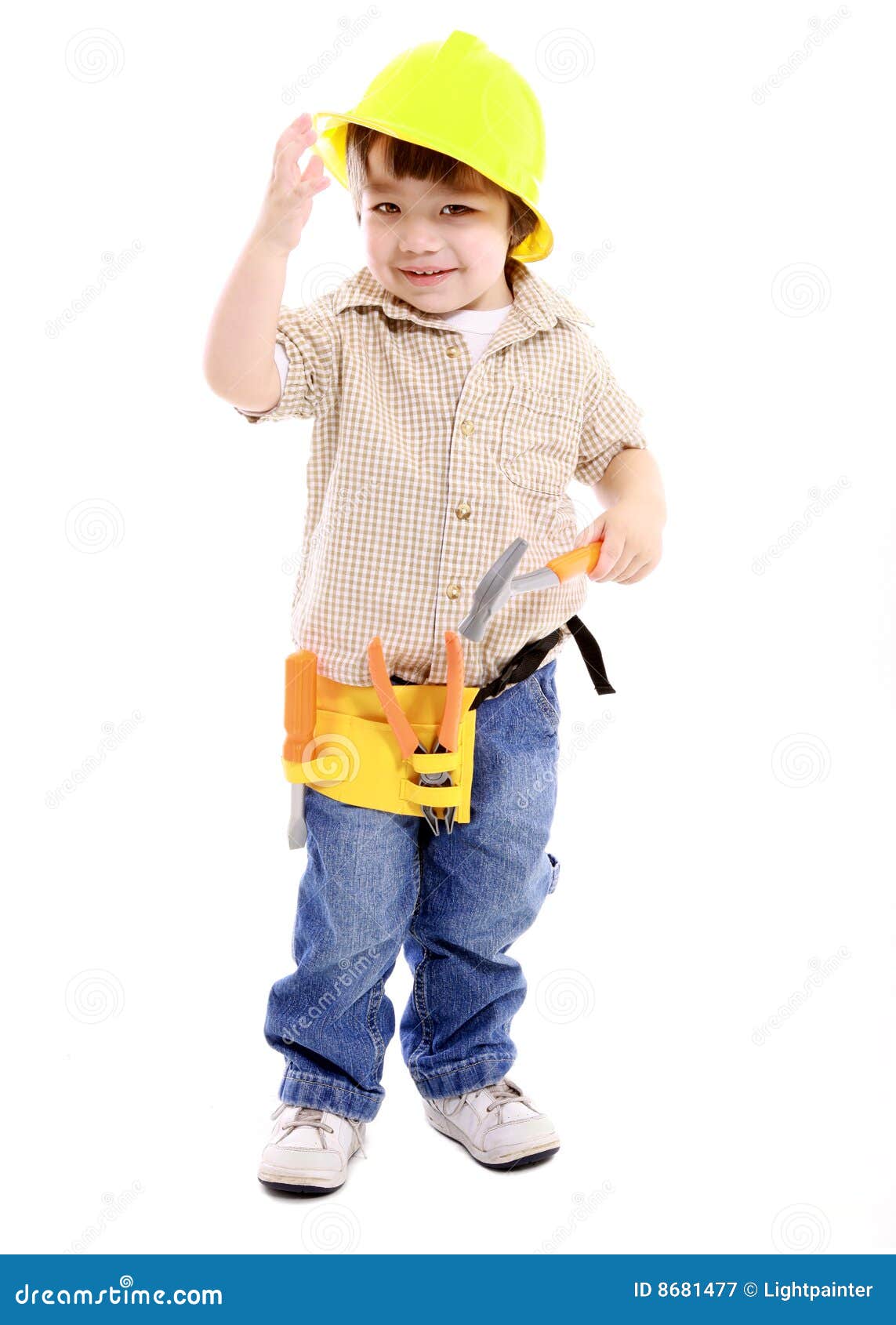Child working stock image. Image of child, helmet, standing - 8681477