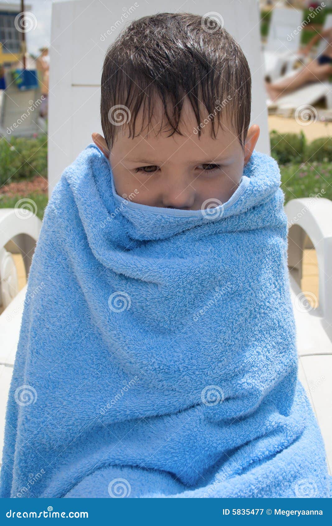 Child wrapped in a towel stock image. Image of water, pool - 5835477