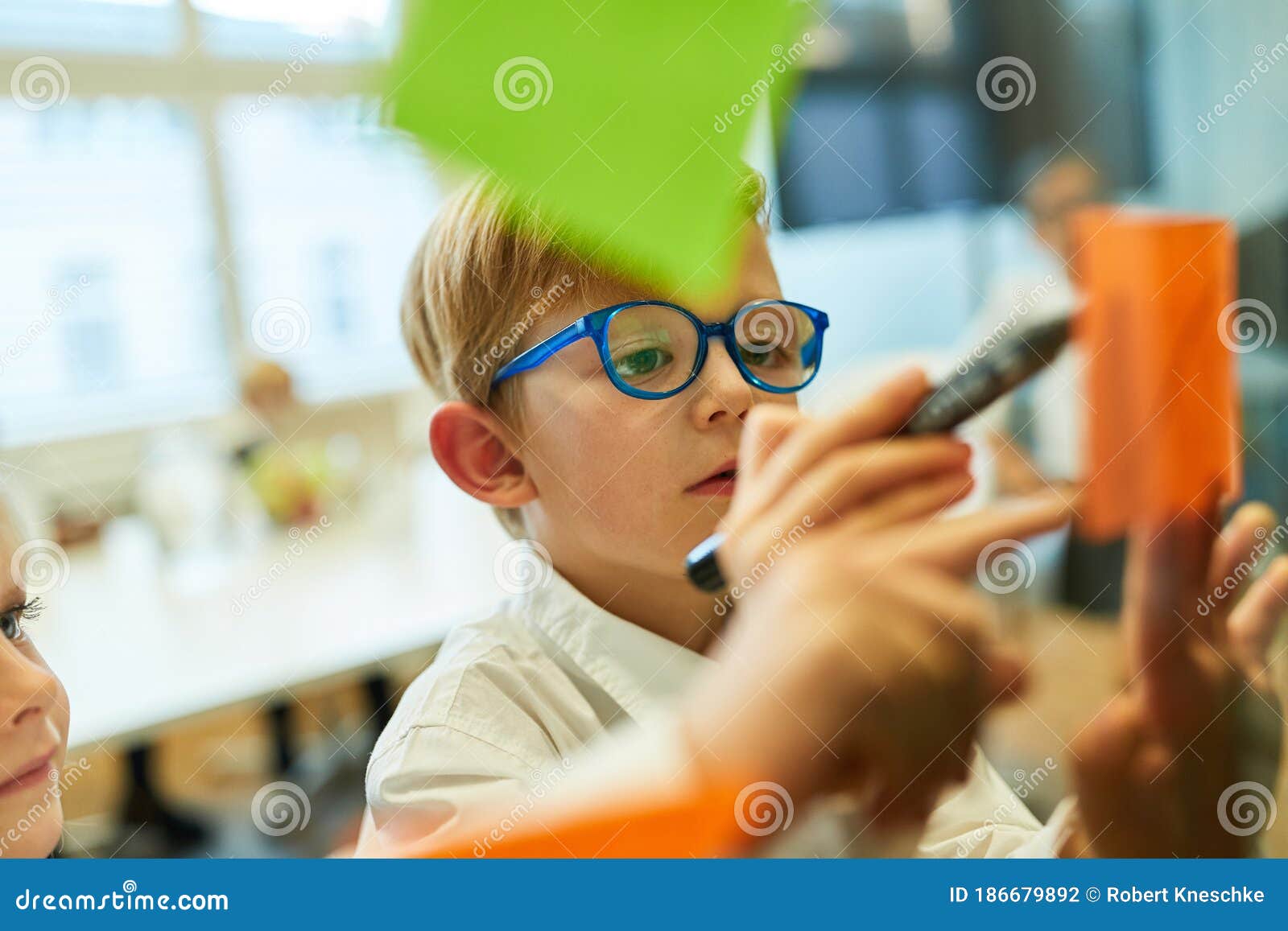 Child Writes Ideas and Thoughts on Sticky Notes Stock Photo - Image of ...