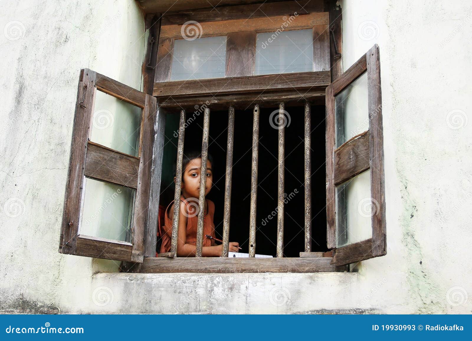 The Child Writes To Notebook in Its House Editorial Stock Photo - Image ...