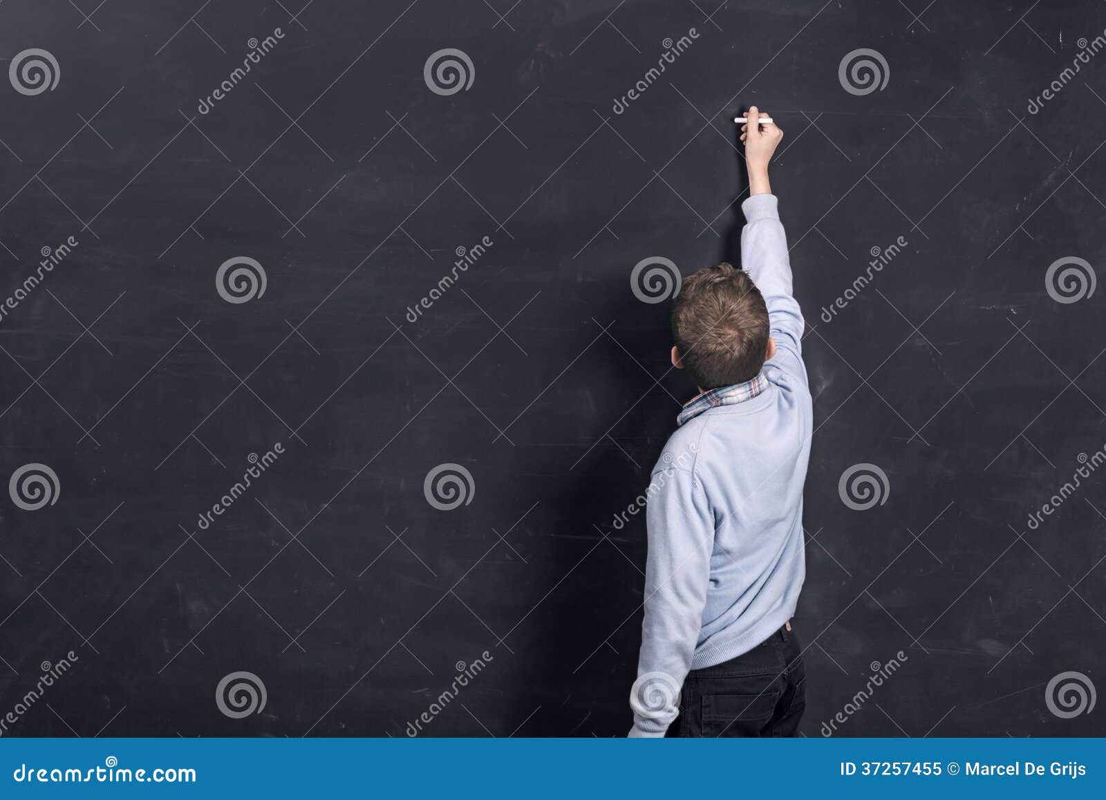 Child Writing on Black Chalkboard Stock Image - Image of teach ...