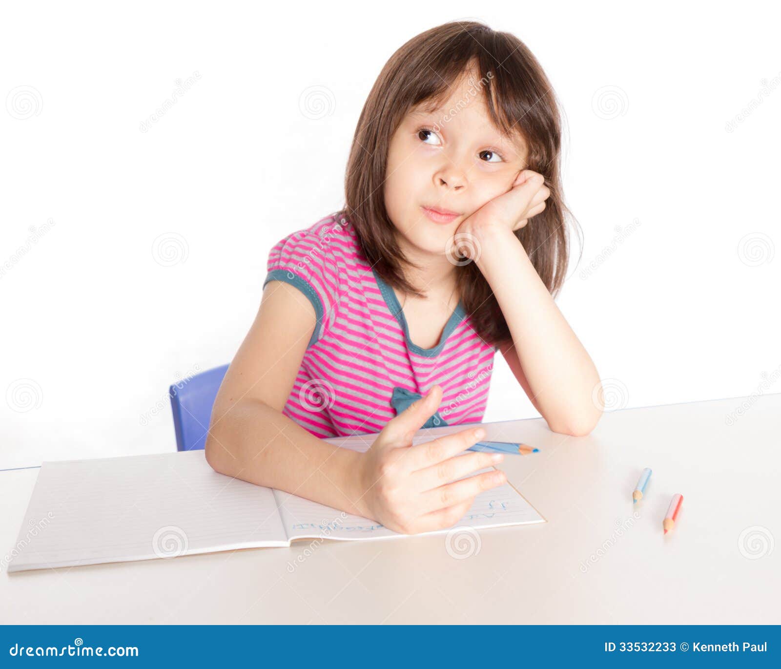 Child writing at desk stock image. Image of studying - 33532233