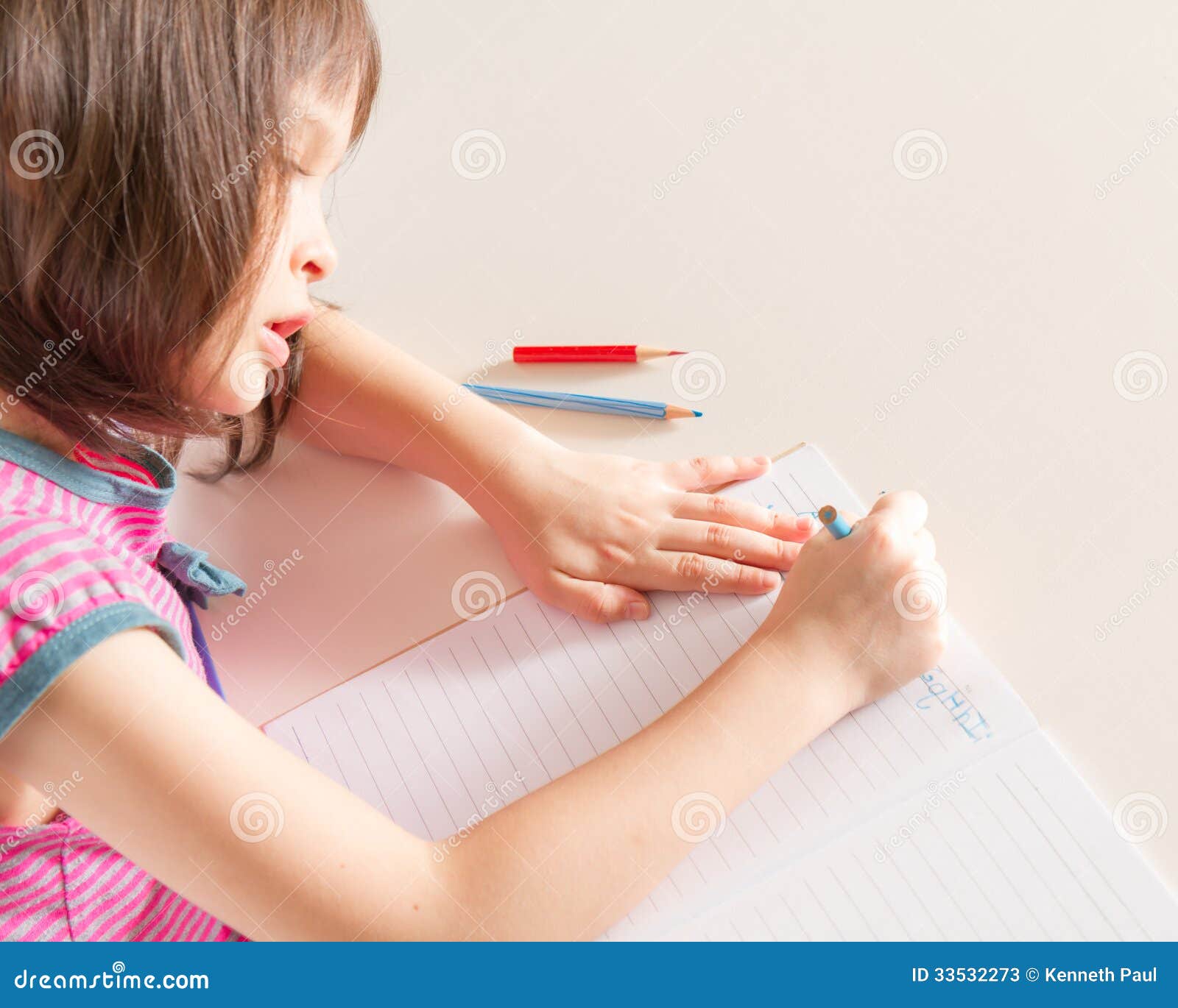 Child writing at desk stock image. Image of study, happy - 33532273