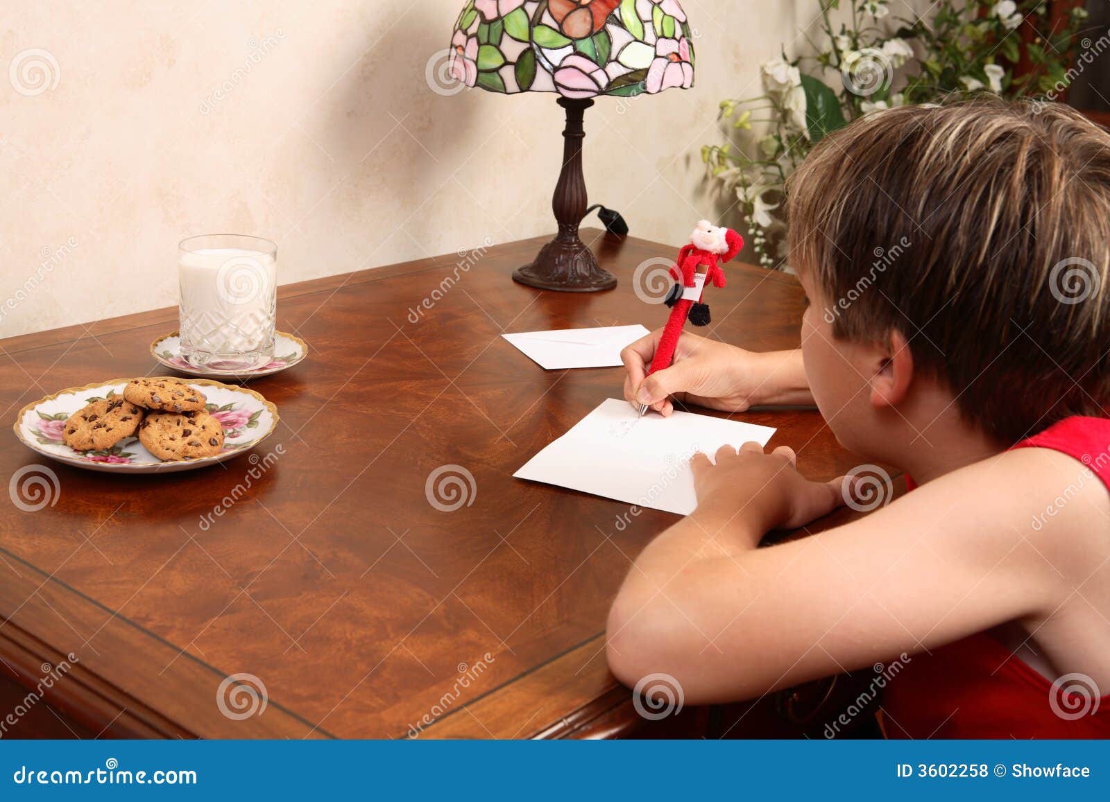 Child Writing Letter at Table Stock Photo - Image of caucasian, sitting ...