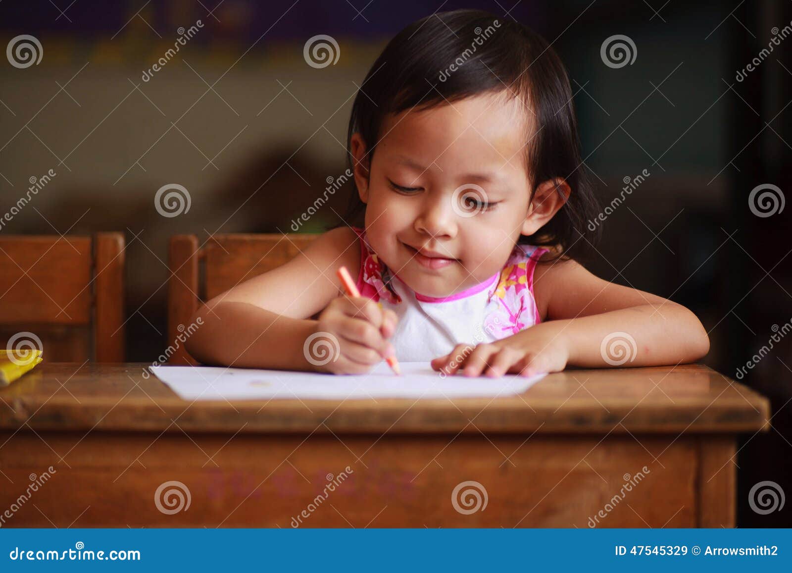 Child writing and smile stock image. Image of table, write - 47545329