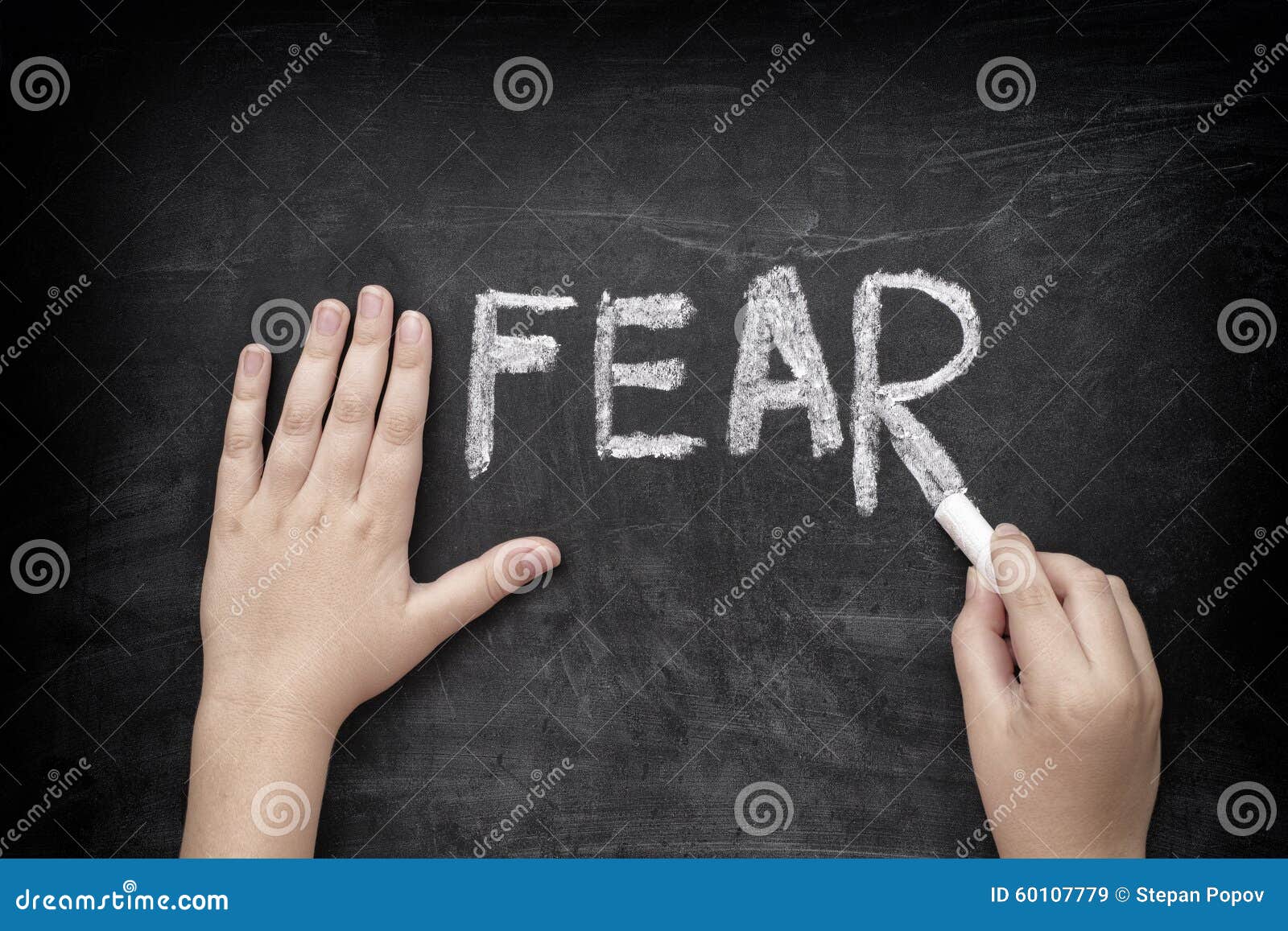 Child Writing Word Fear on Blackboard Stock Image - Image of fear ...