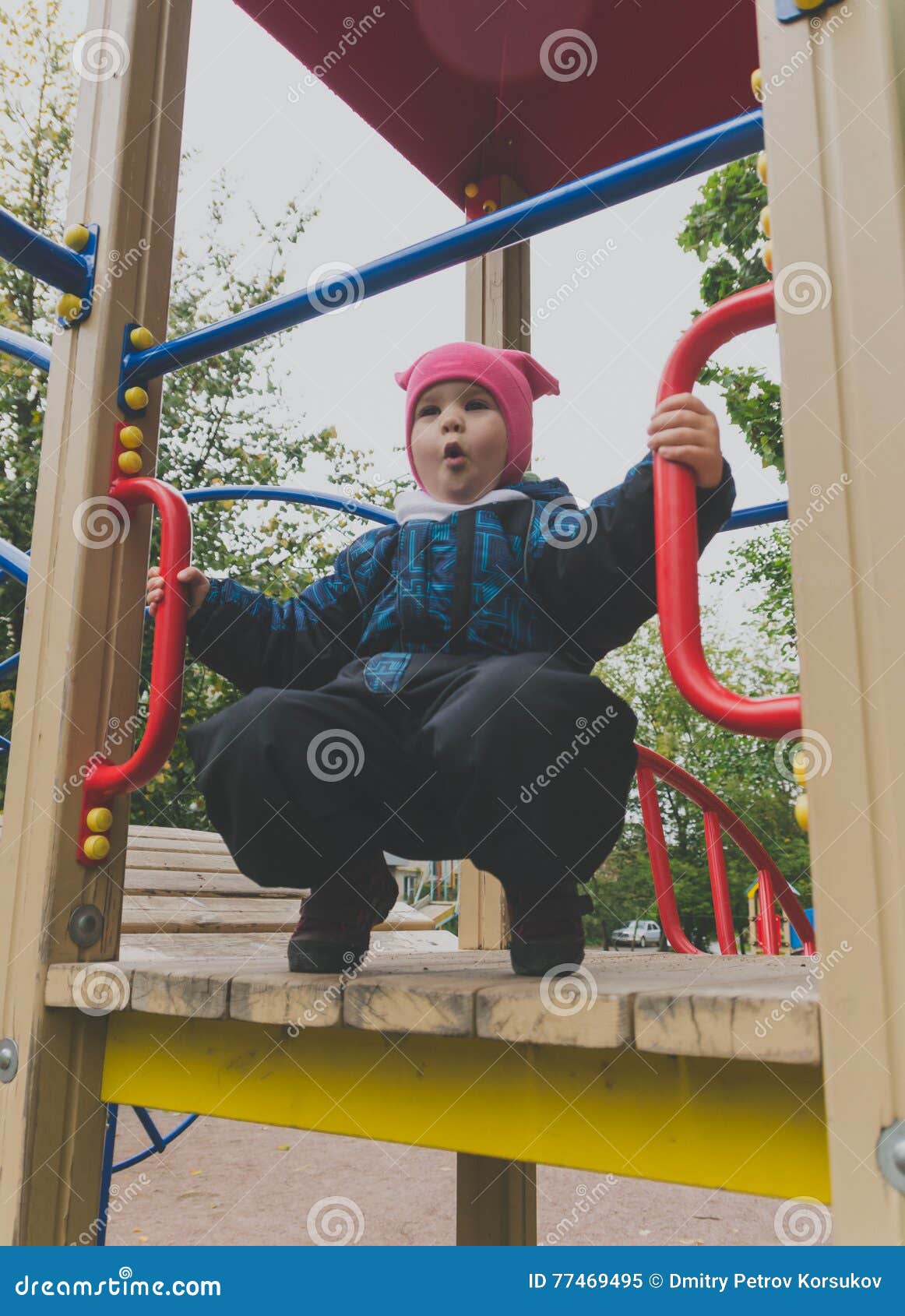 Child 4, 5 Years Old Playing in the Playground Stock Image - Image of ...